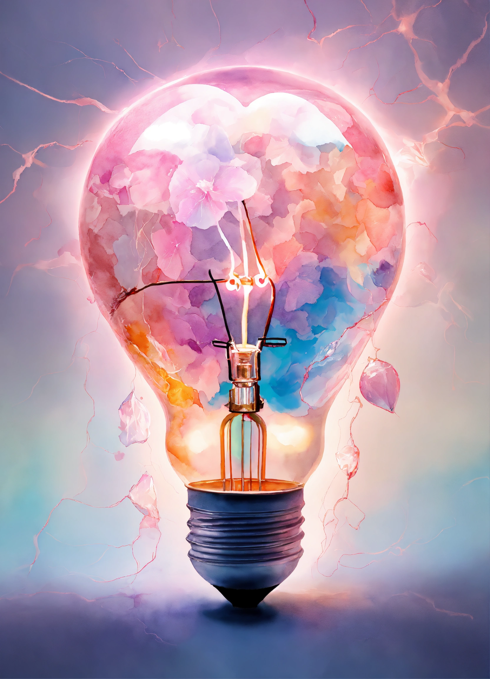 Lexica - Pastel light pink Ghost inside, edison lightbulb heart shaped ...