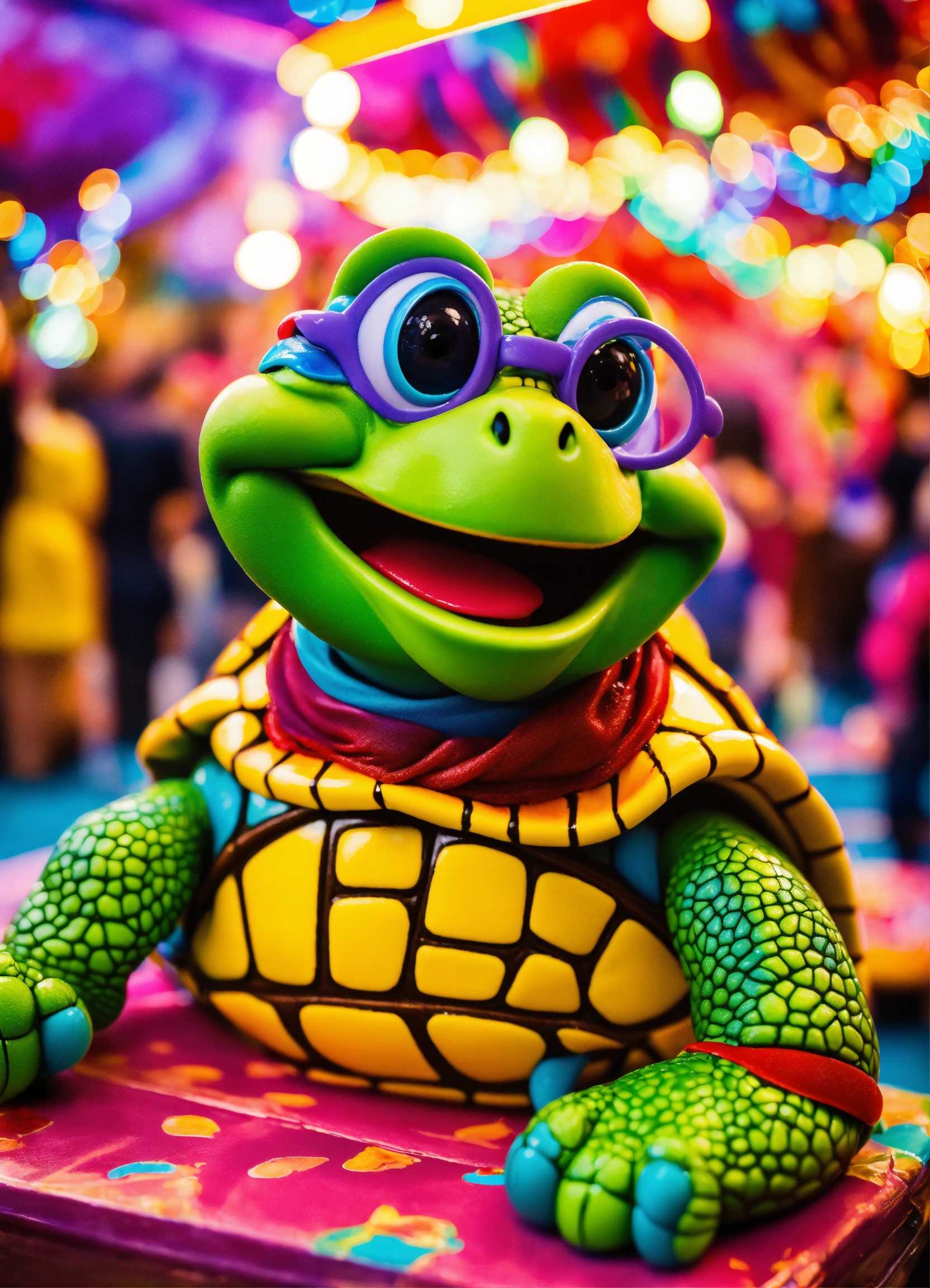 Lexica - Wacky disney type turtle character very colorful happy in a ...