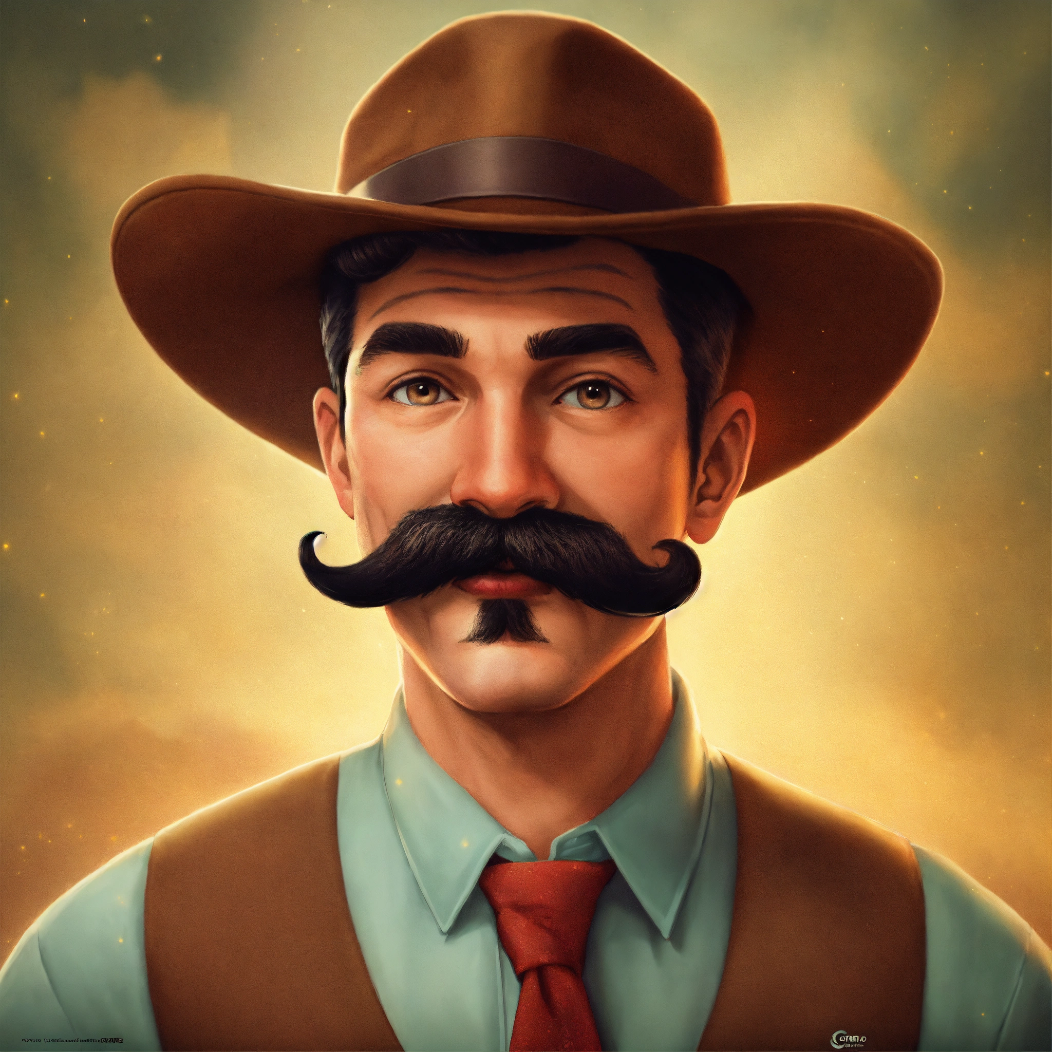 Lexica - A cartoon of a man with a mustache, poster art by Grillo Demo ...