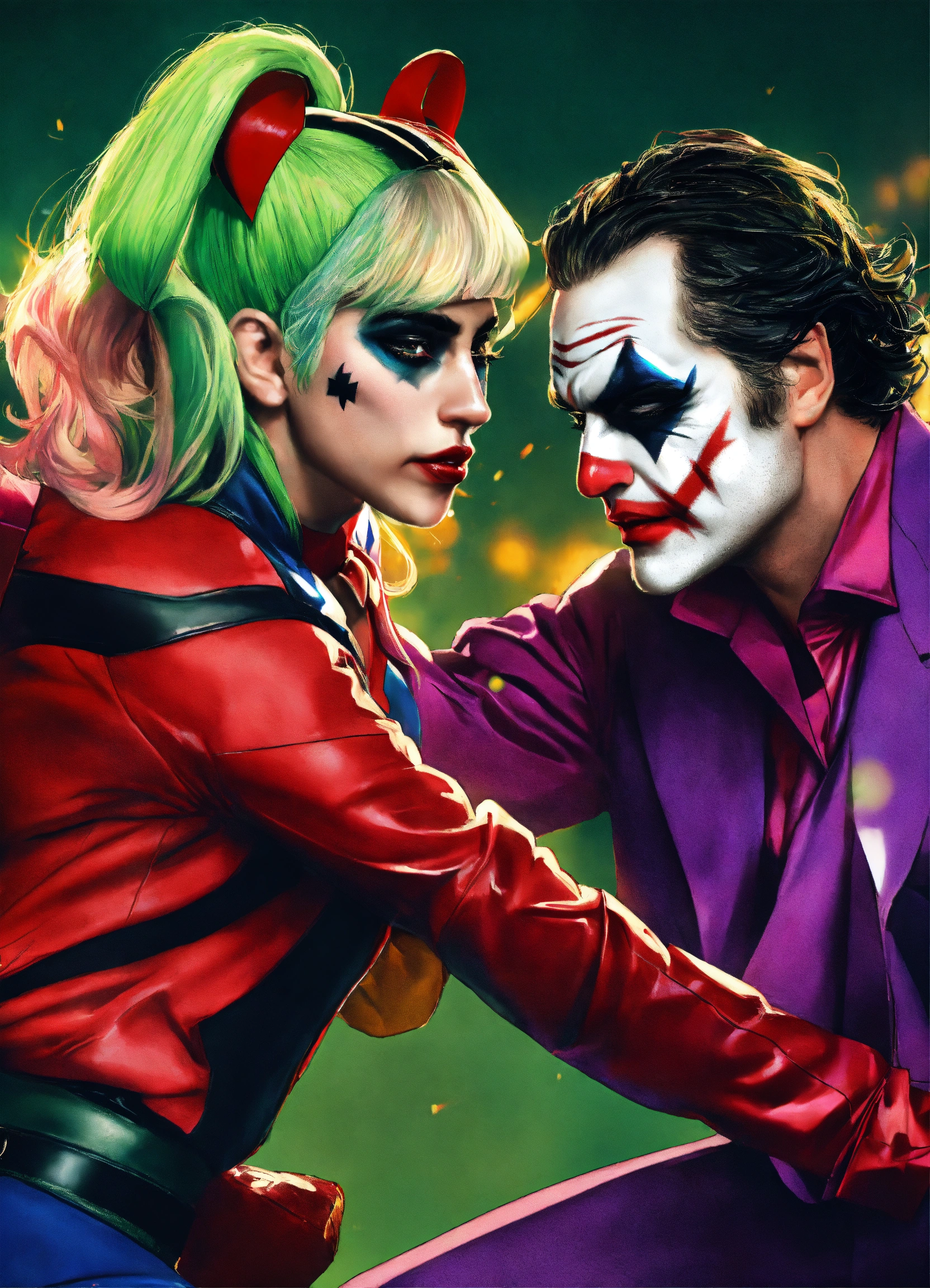Lexica - Lady Gaga Harley Quinn Fighting with Joker joaquin phoenix