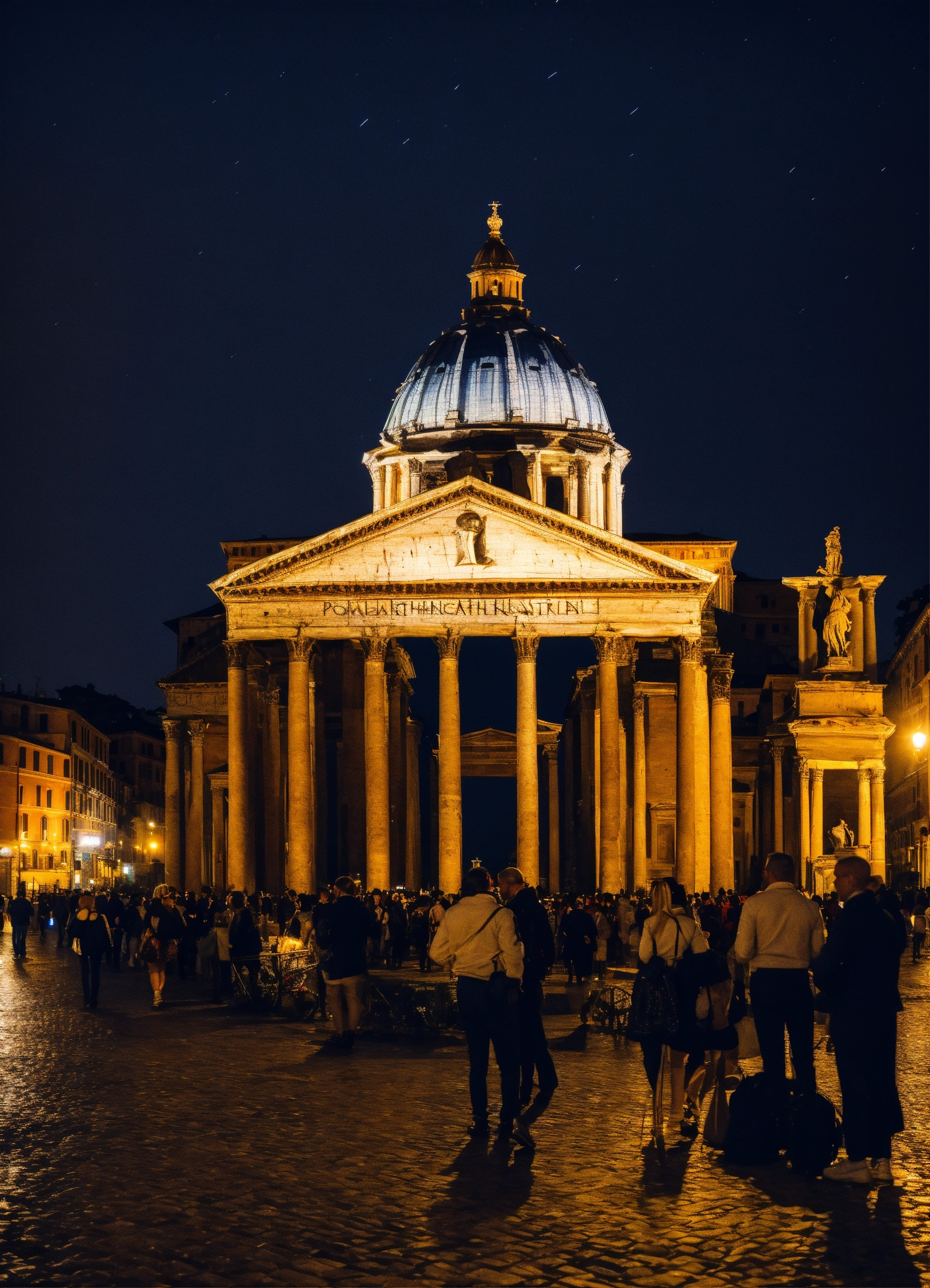 Lexica - Rome pantheon skyline night 4k very detailed
