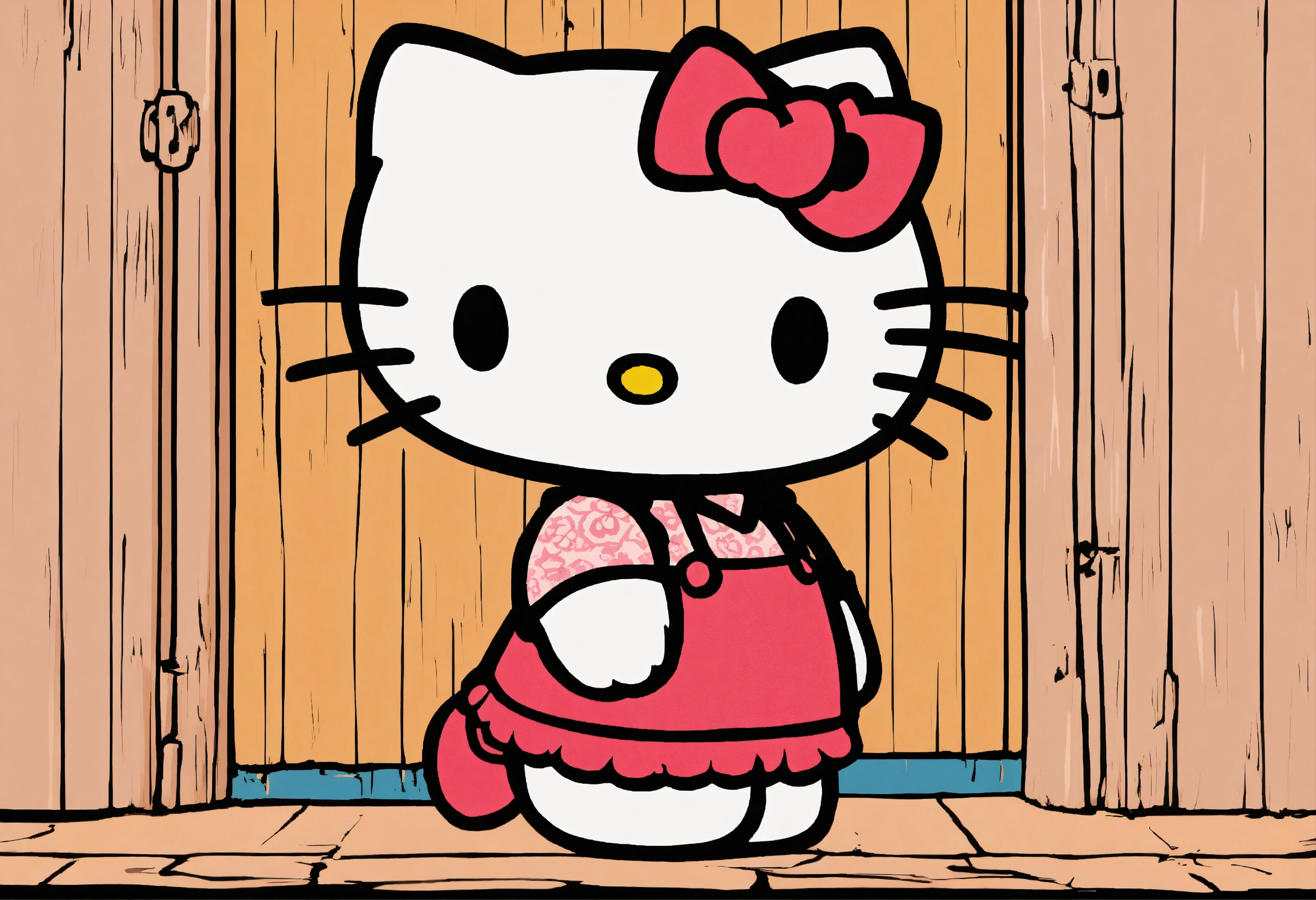 Lexica - Traditional hand-drawn animation of Hello Kitty and her shadow ...