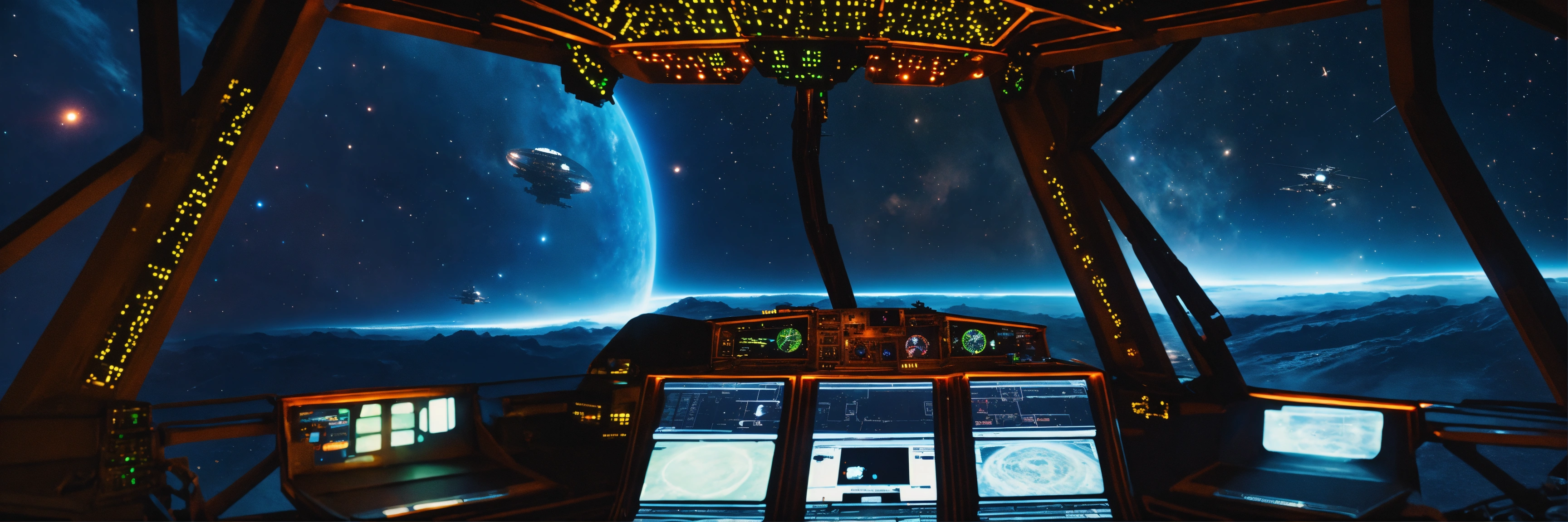 Lexica - View inside the cockpit of an alien space warship