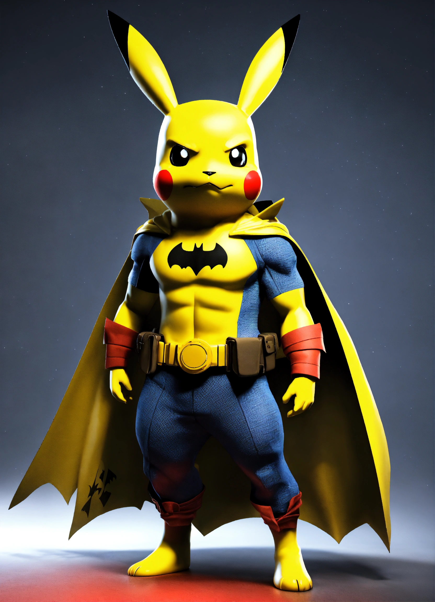 Lexica - A pikachu wearing the cloths of batman ,render oktan 3d