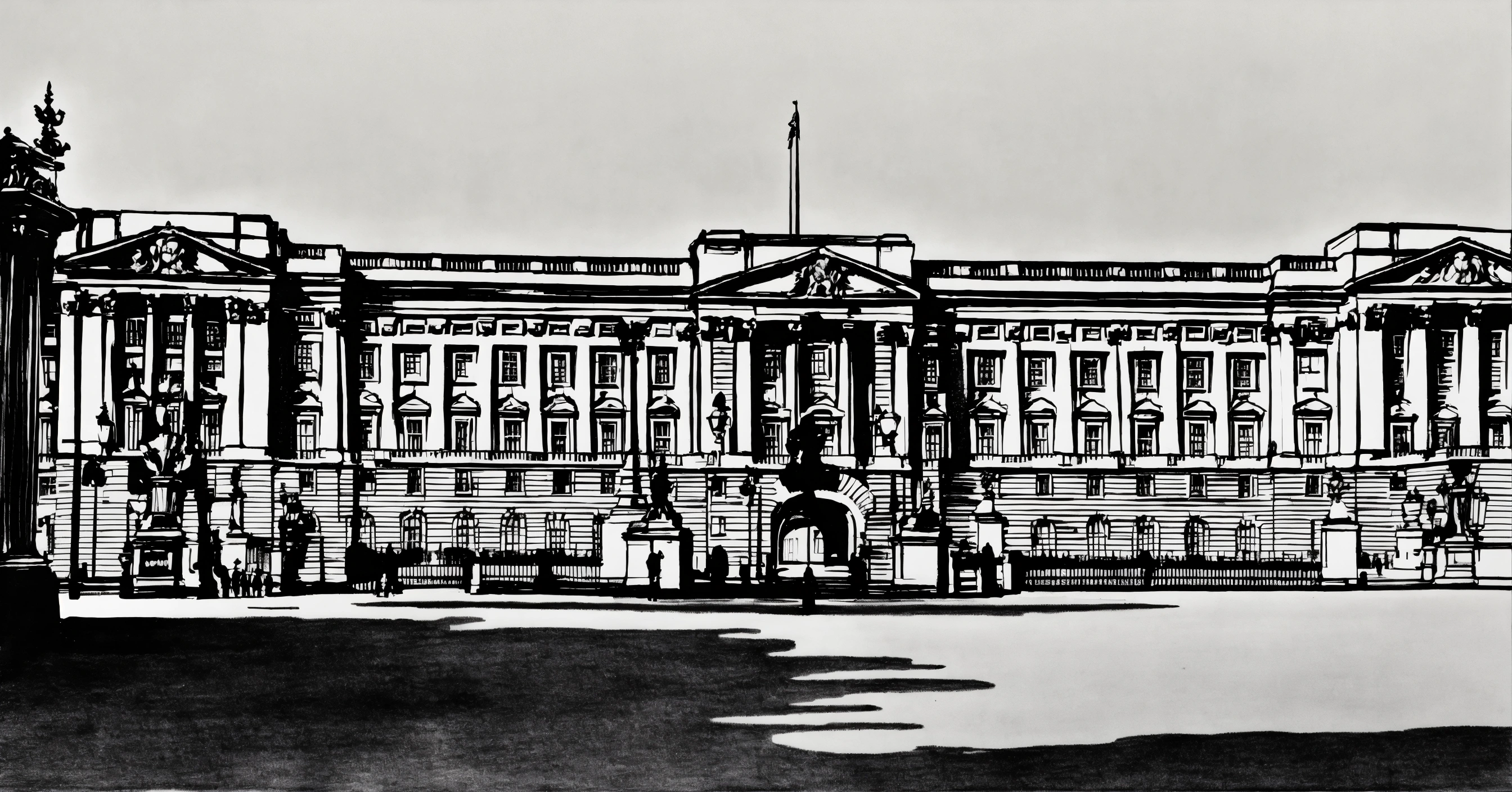 Lexica - Pen and ink drawing Buckingham Palace