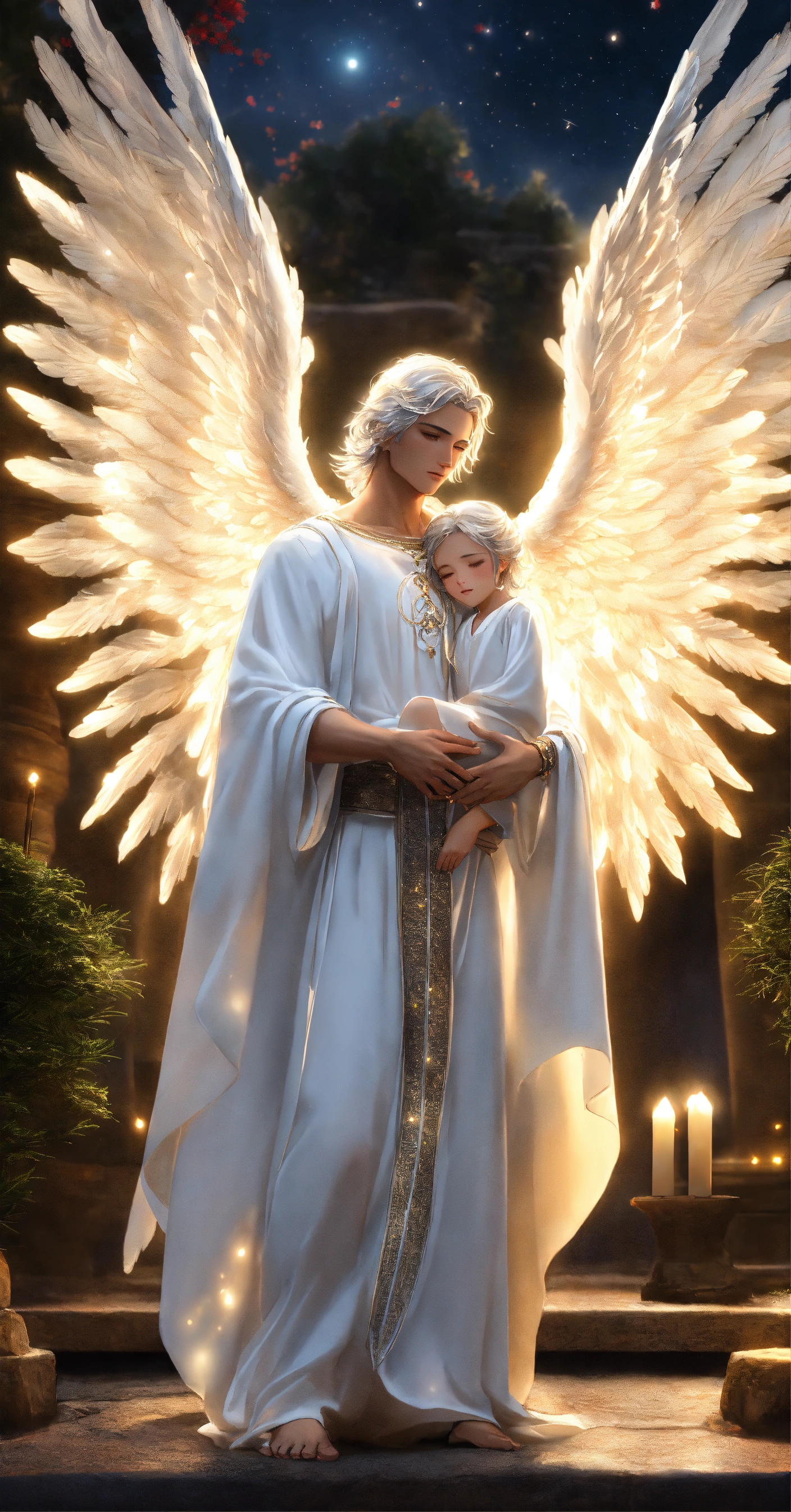 Lexica - 2 male guardian angels with detailed and luminous white angel ...