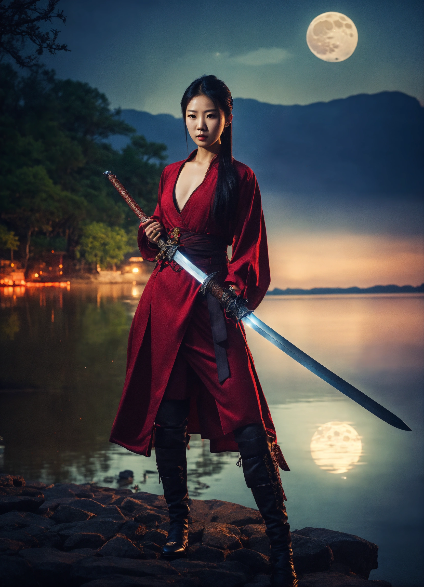 Lexica - Beautiful modern-dress chinese female assassin with sword ...