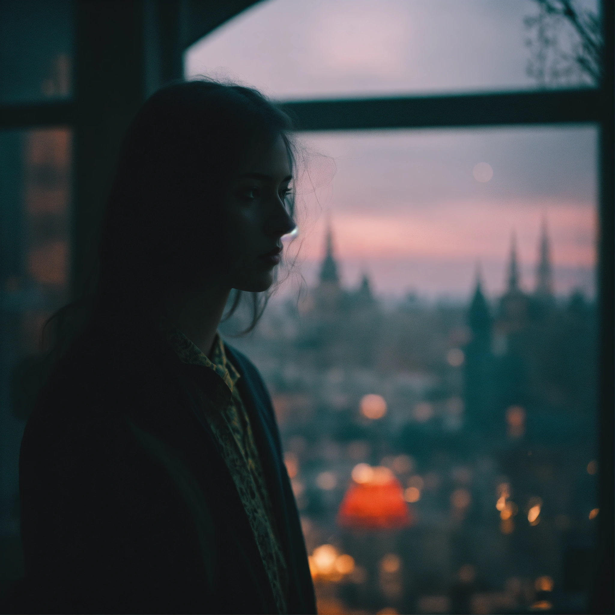 Lexica - Blurry glass castle in background, analog photography, pale ...