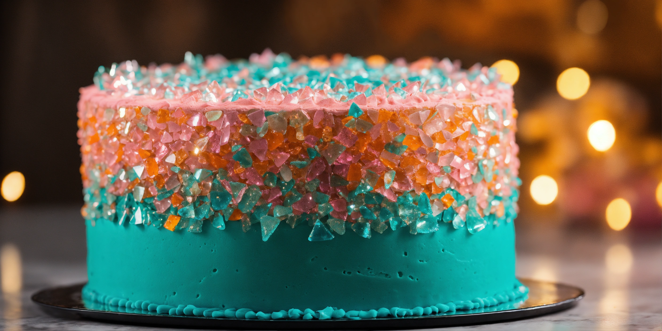 Lexica - Cake made of sparkling diamond glass fragments in deep ...