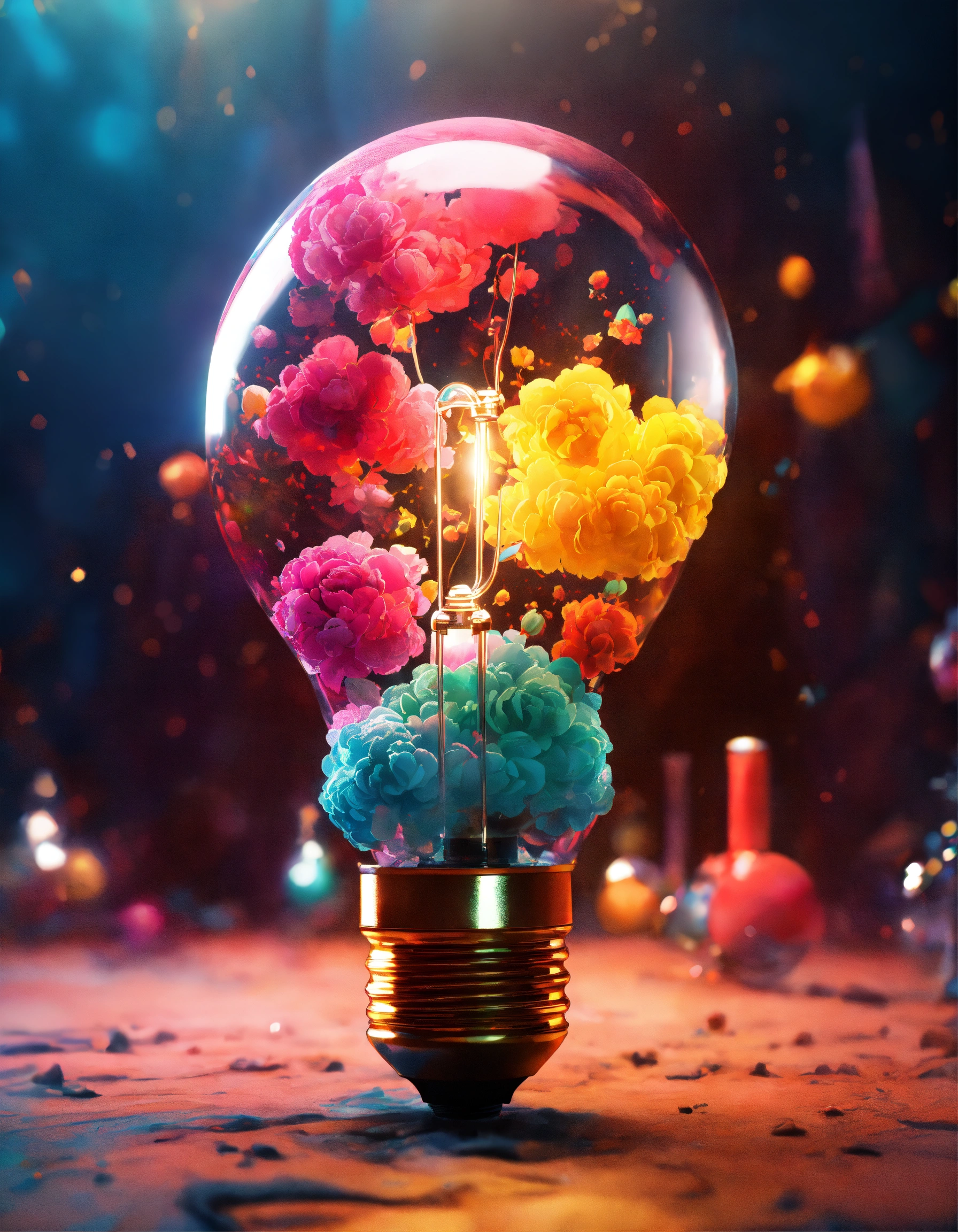 Lexica - Bulb full of ideas, art, colourful, ink cloud, surreal style ...