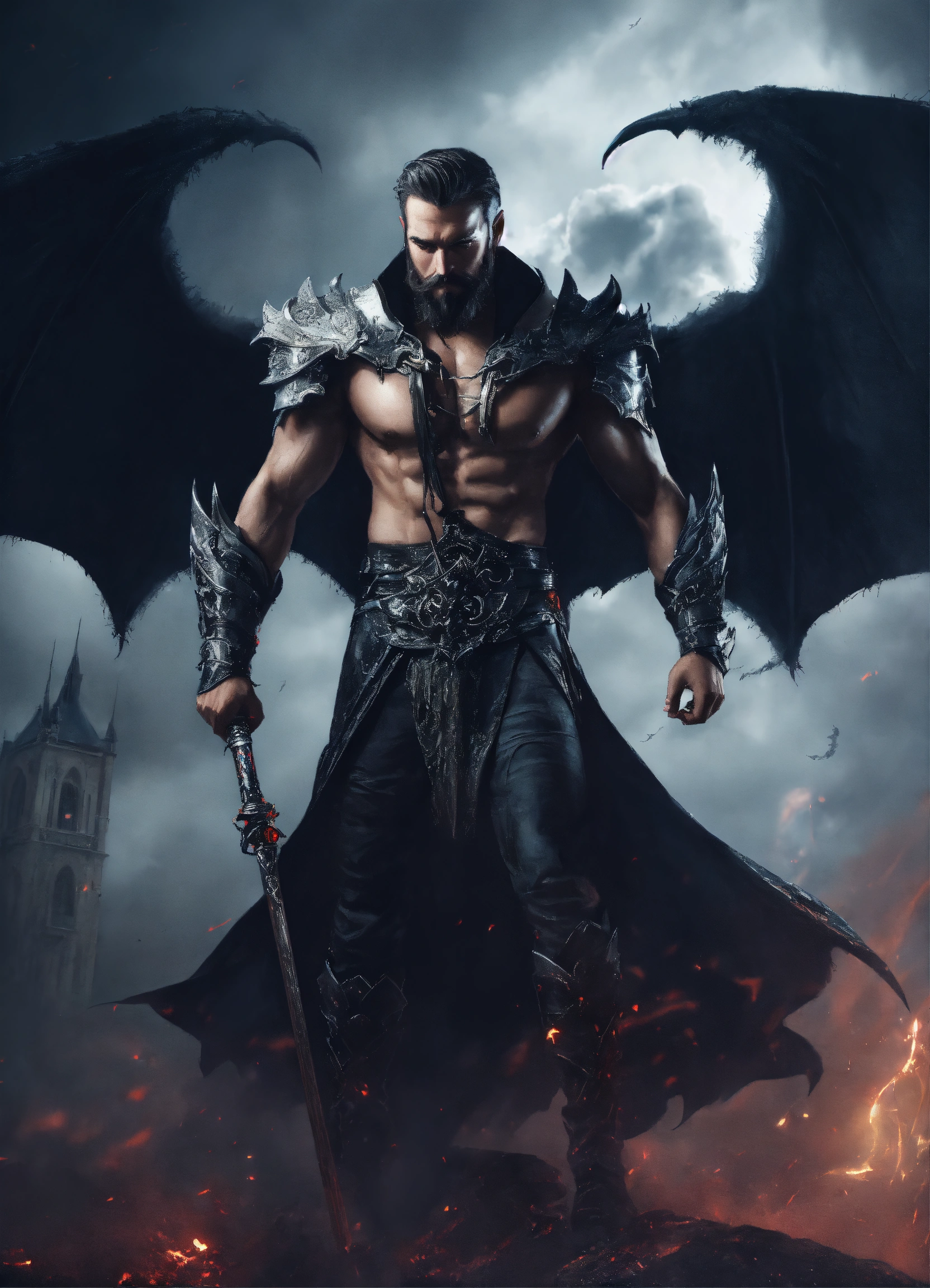 Lexica - Full body strong muscular evil vampire man with beard ...