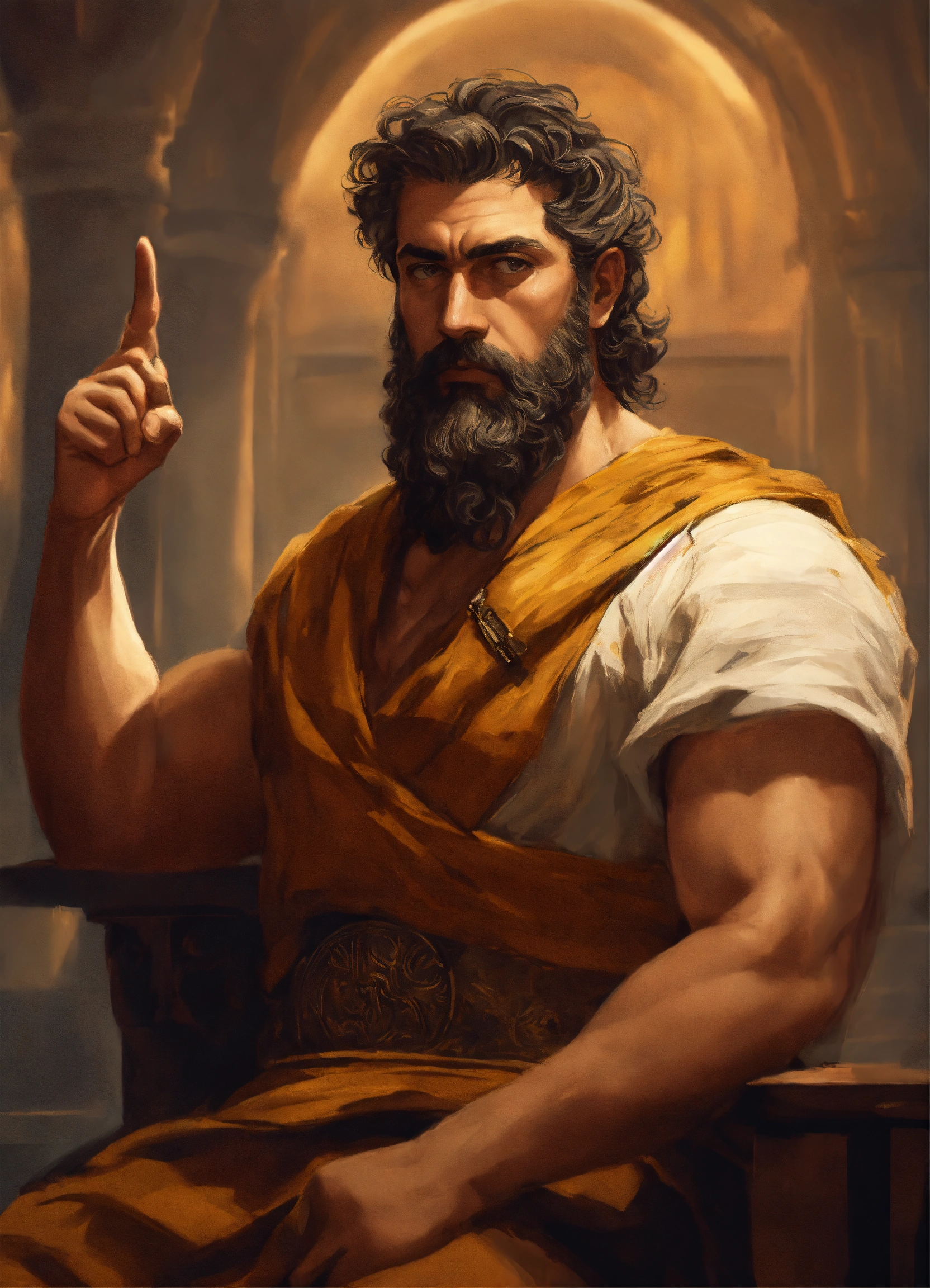 Lexica - Stoic character, pointing finger, asks a question, muscular ...