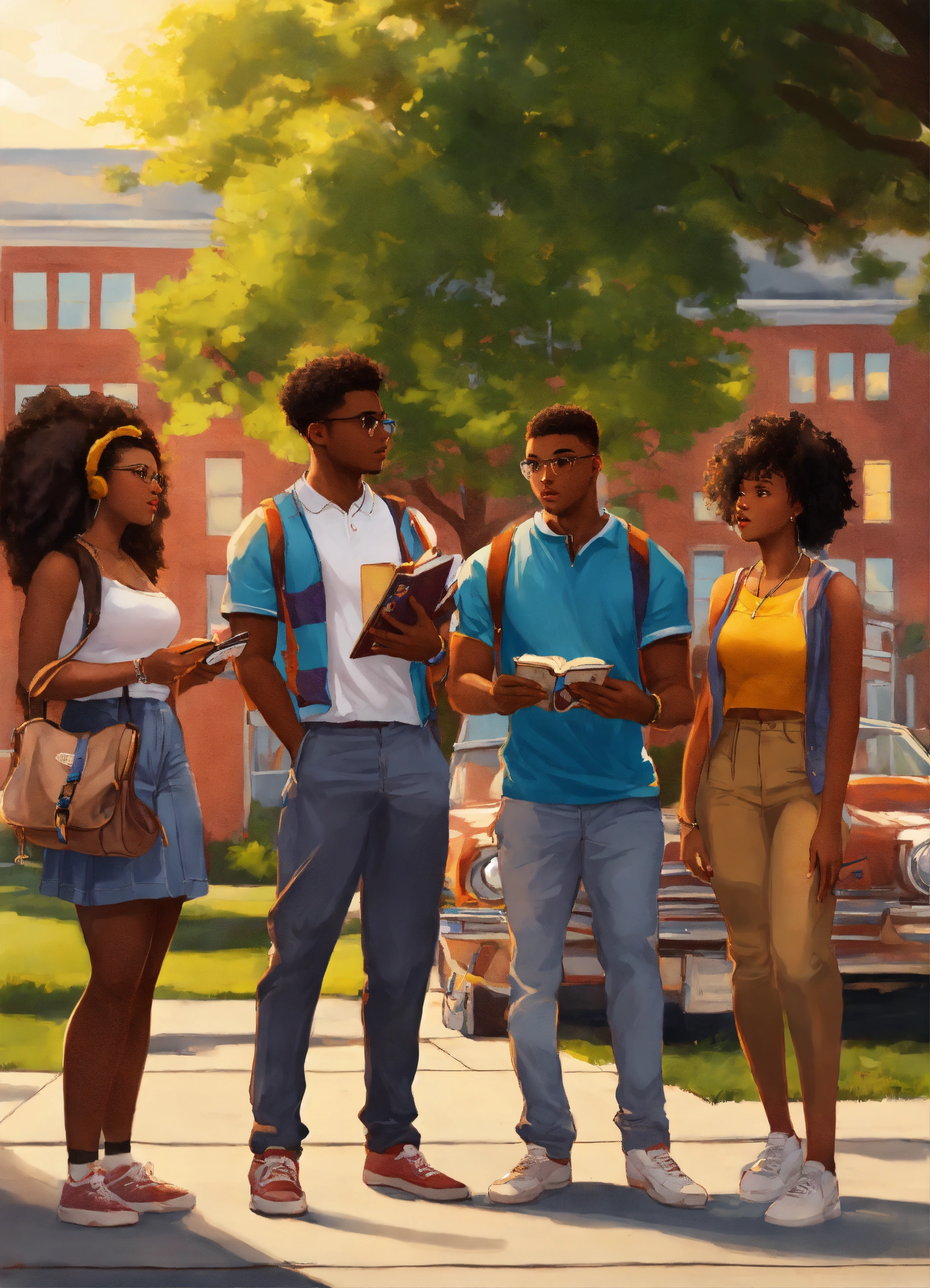 Lexica - Realistic style African American HBCU college scene with ...
