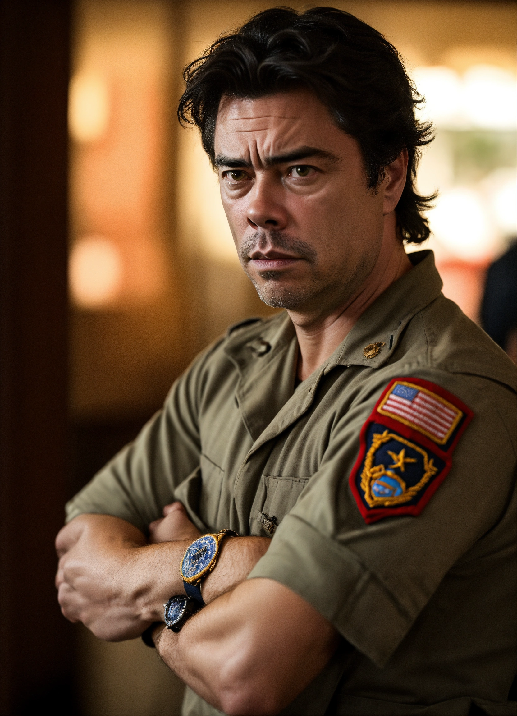 Lexica - Scared man, US Marine, FRONT VIEW, casual clothes, arms ...