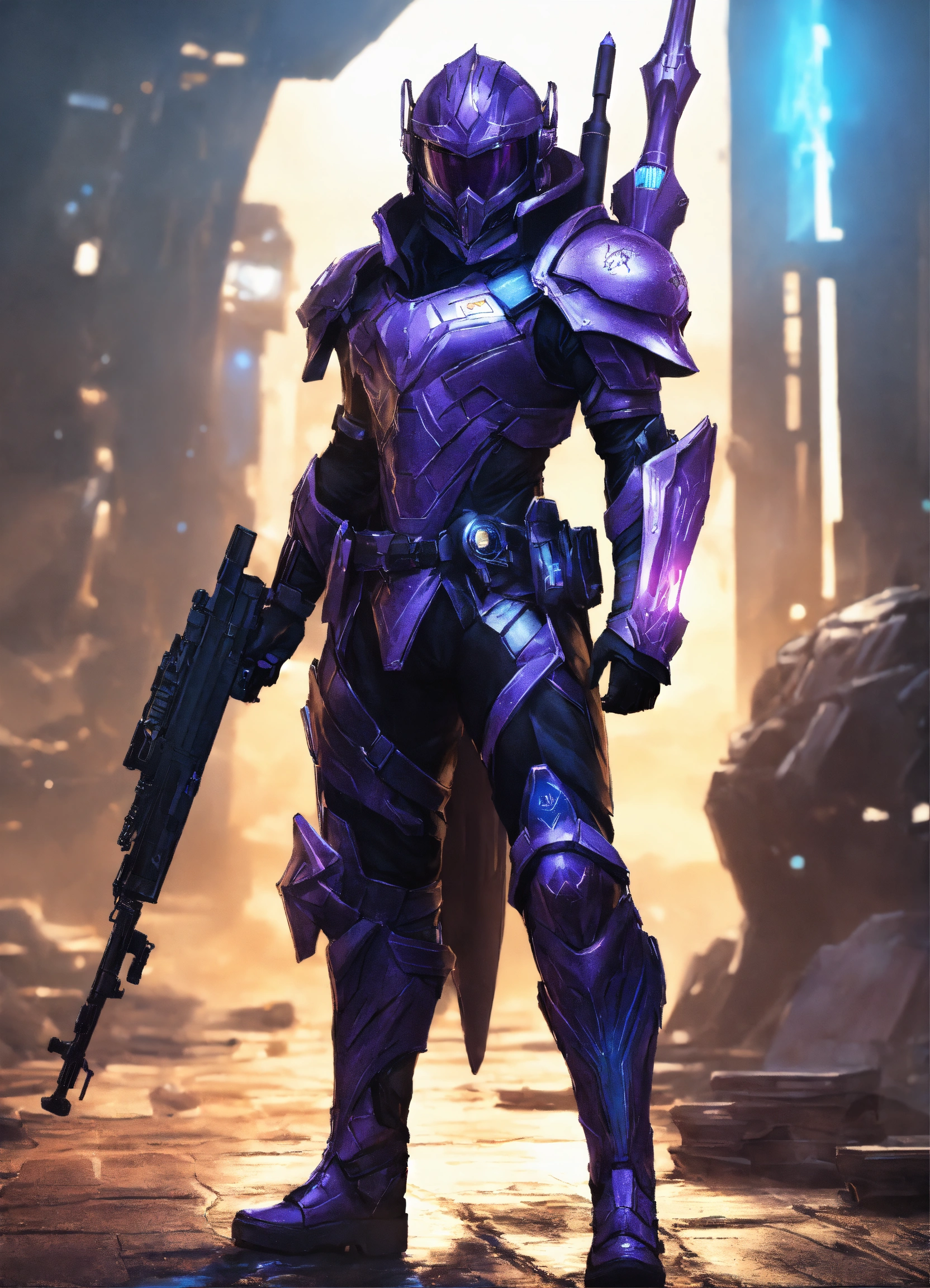 Lexica - Full body of a high elf sci fi soldier wearing heavy sci fi ...