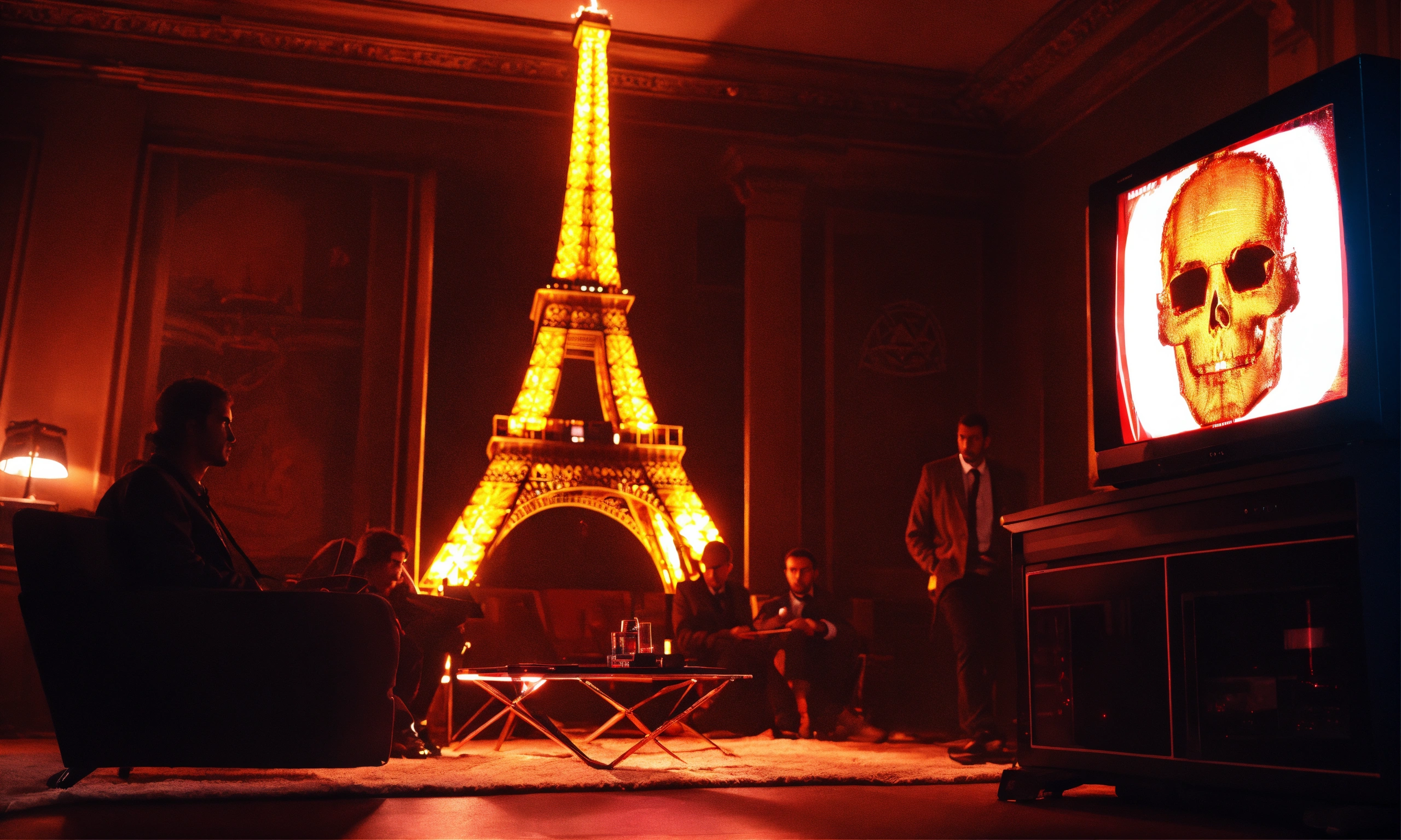 Lexica - In a dark room, the Illuminati are sitting in a plasma TV ...