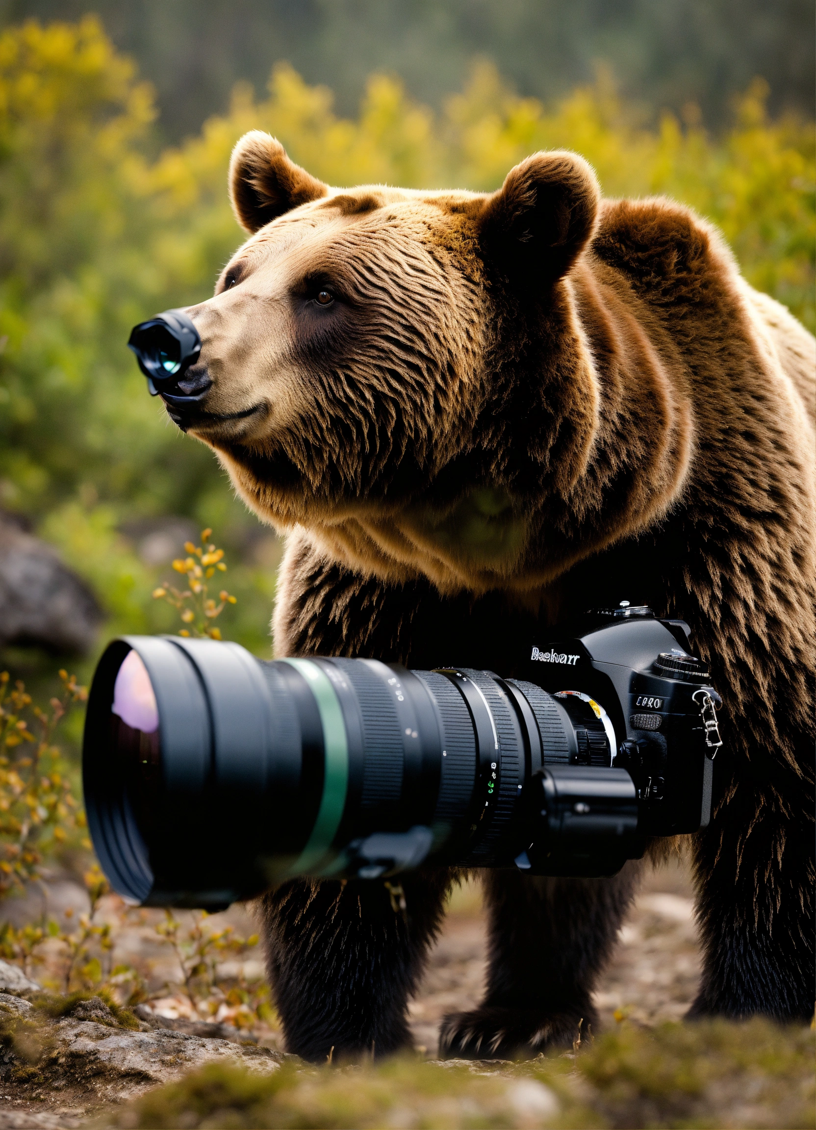 Lexica - A bear that is a wildlife photographer's using a camera with a ...