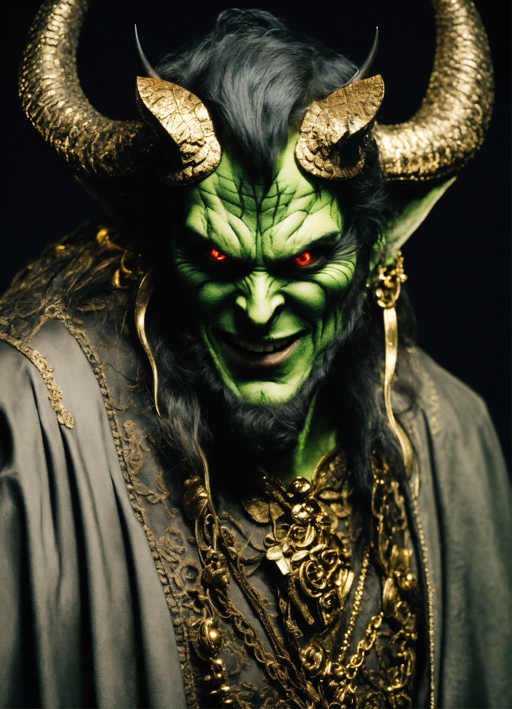 Lexica - Satan plotting something, wicked smirk on face