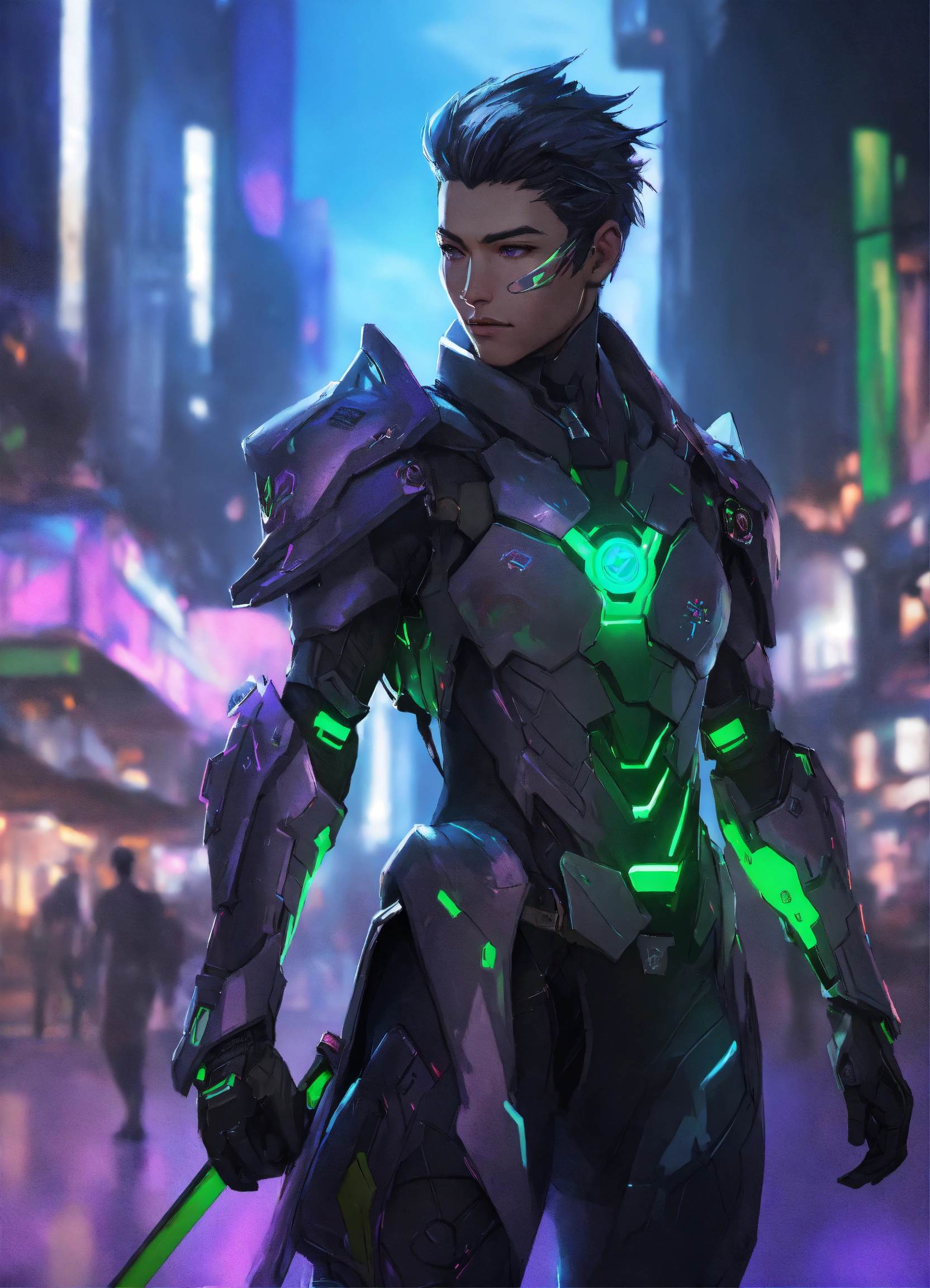 Lexica - Genji Overwatch Black And violet, featuring a black and blue ...