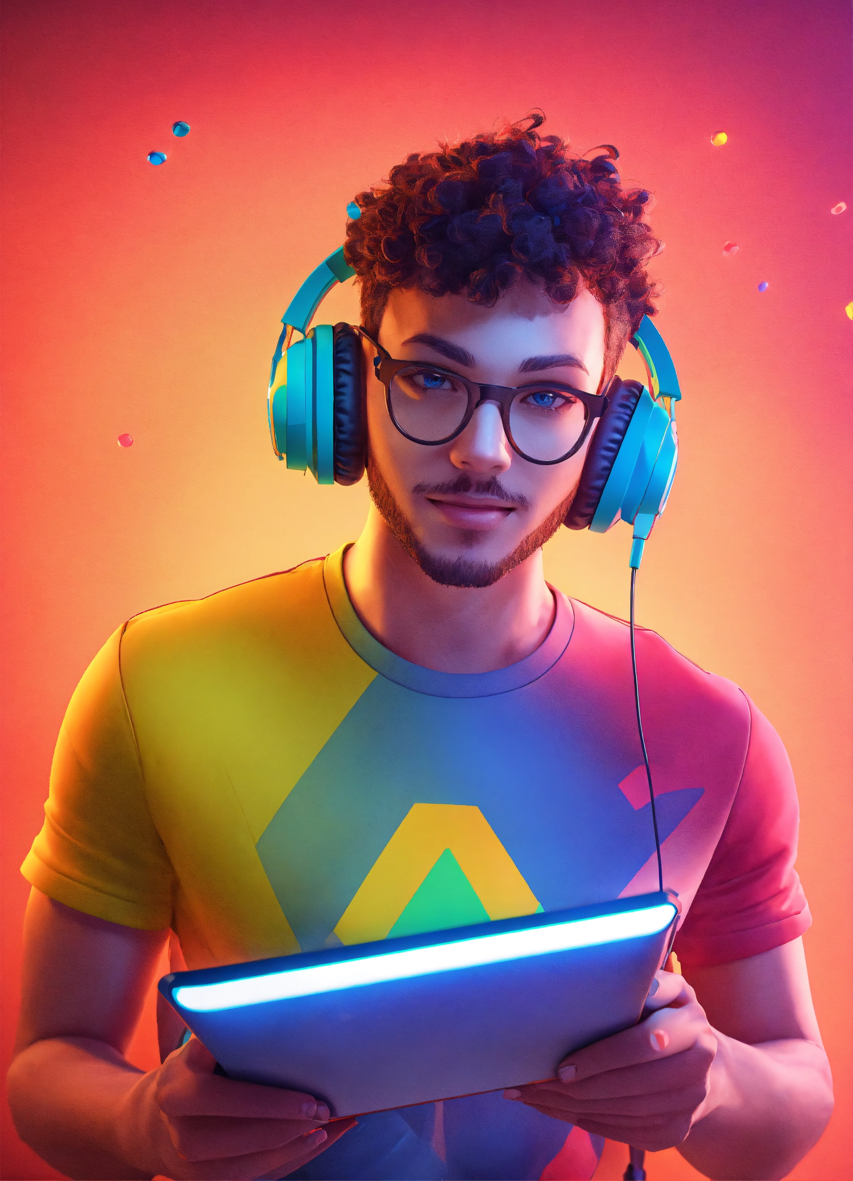 Lexica - Gamer young man, wearing headphones, with gamepad, with a ...