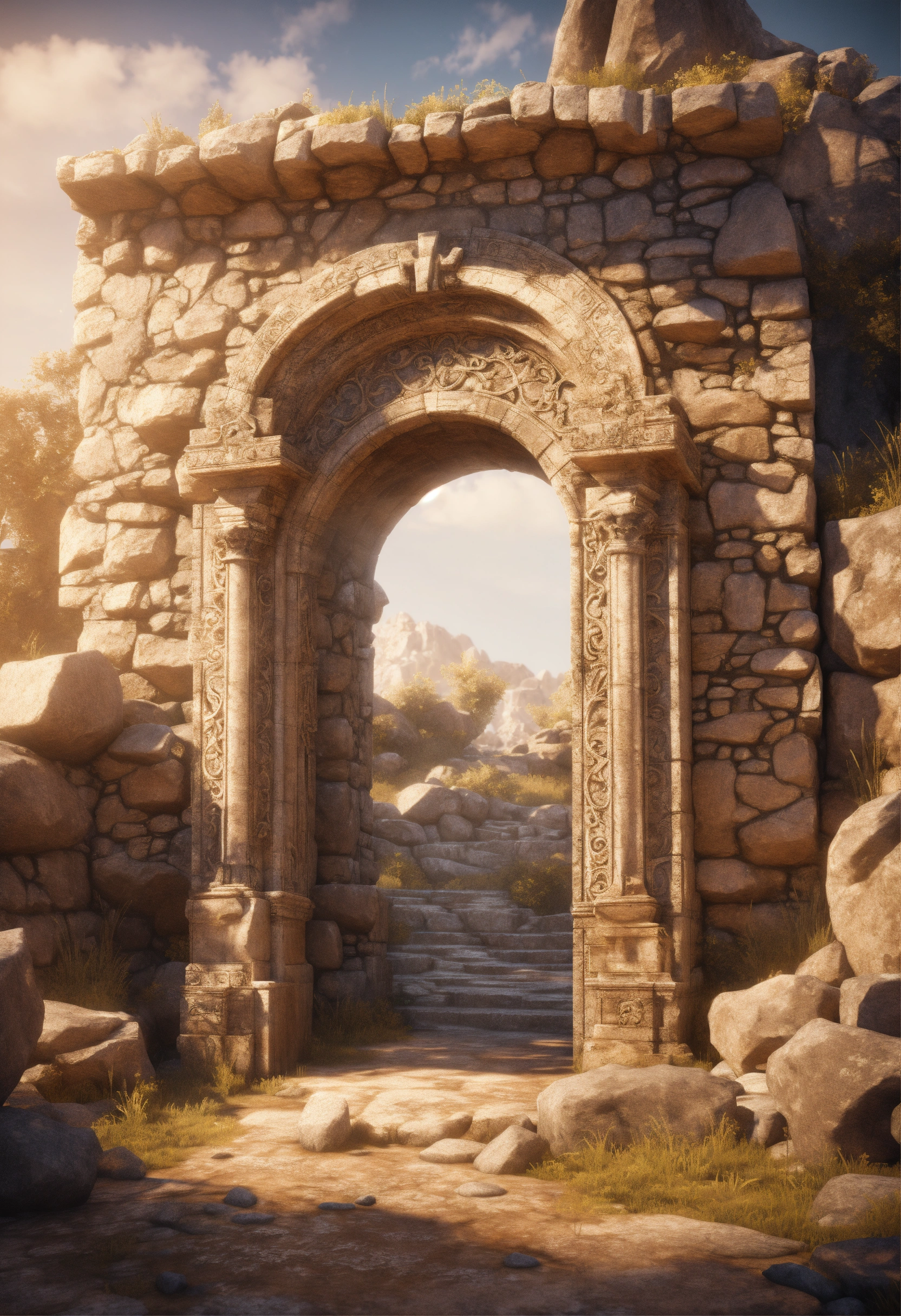 Lexica - Archaic stone archway, 3d render, super realistic digital ...