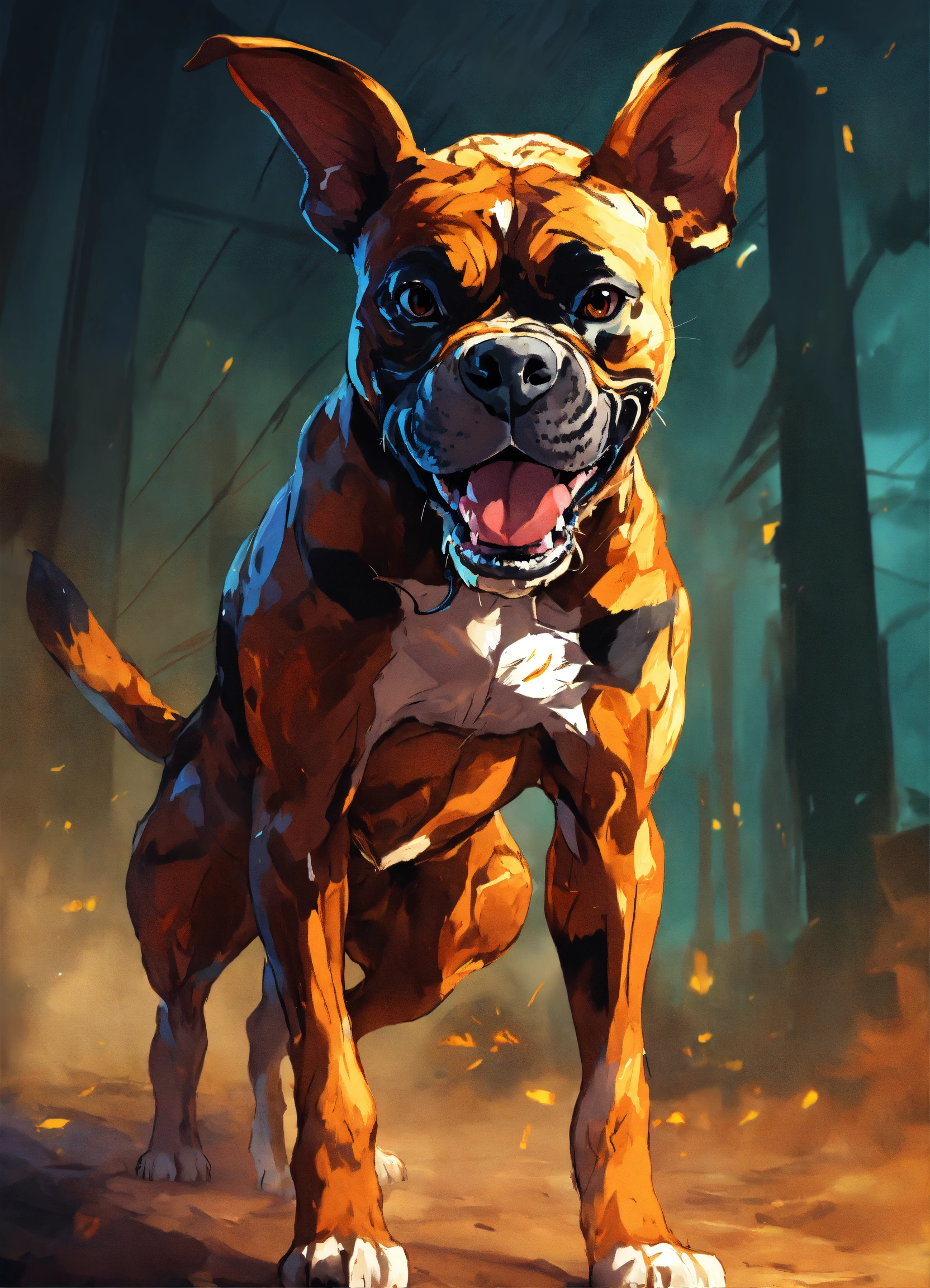 Lexica - Colored illustration, brindle colored fierce boxer dog ...