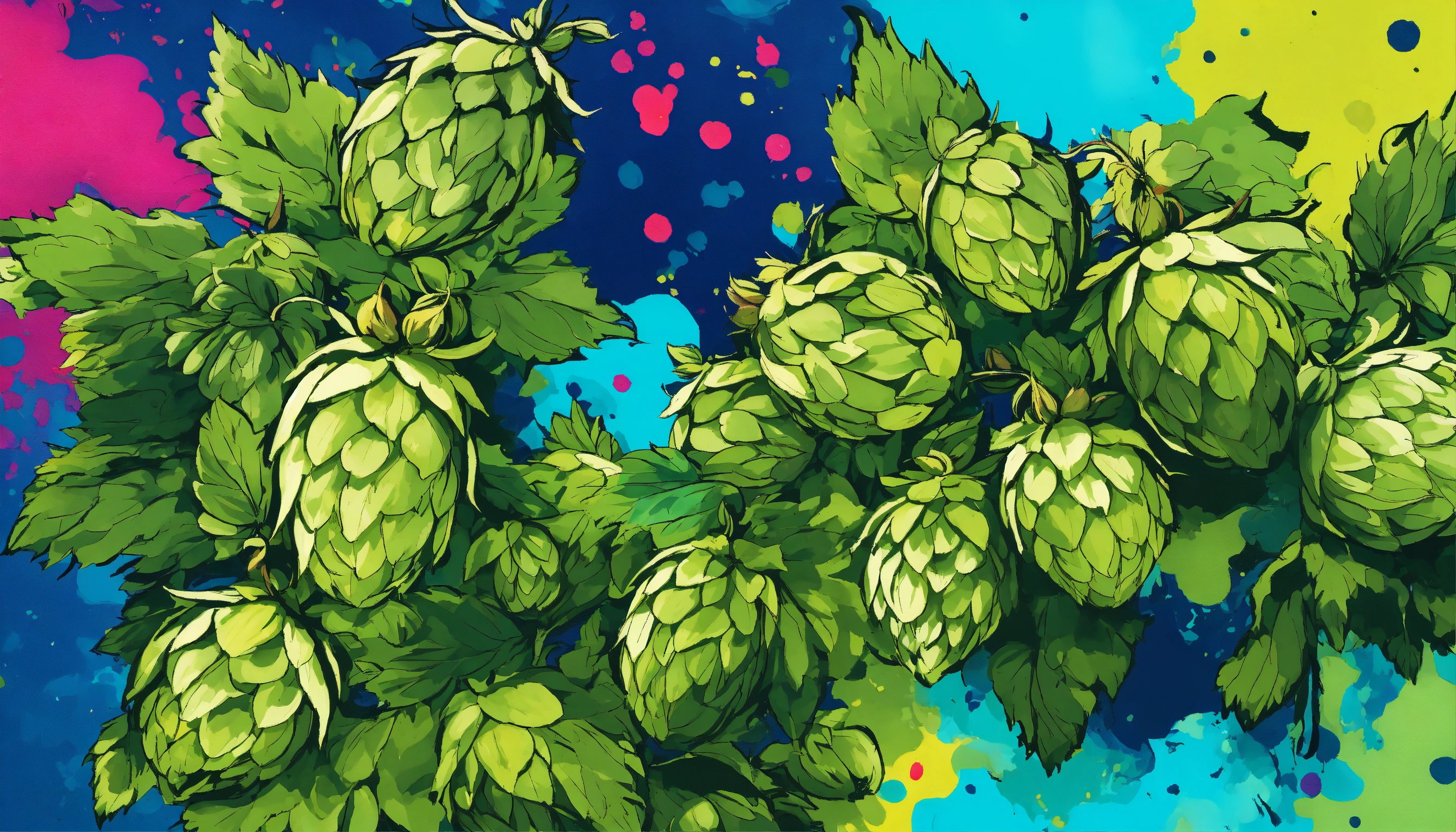 Lexica - Composition of bunches of hops with an explosion of colored ...