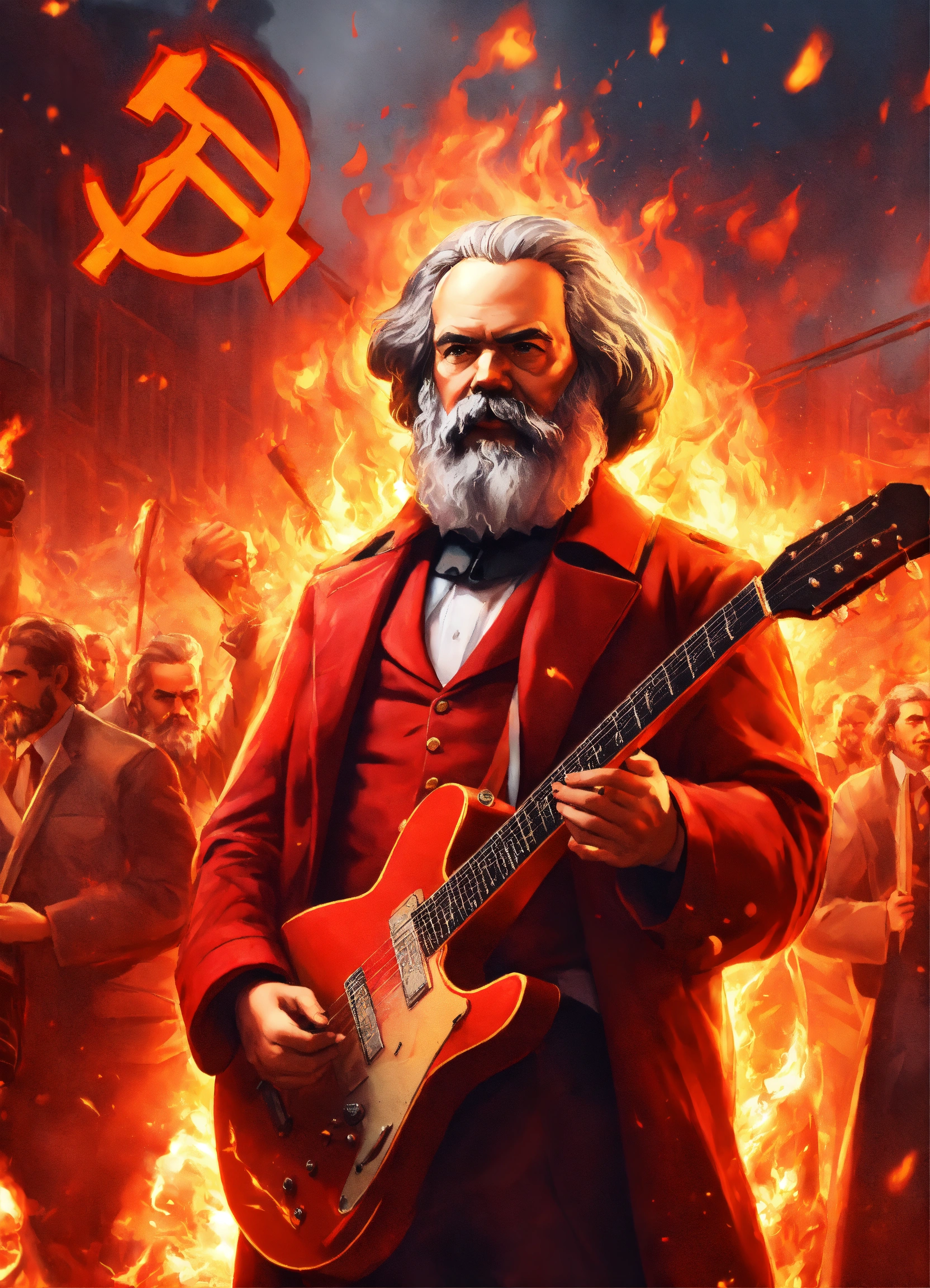 Lexica - Illustration Karl Marx figure, surrounded by a fervent crowd ...