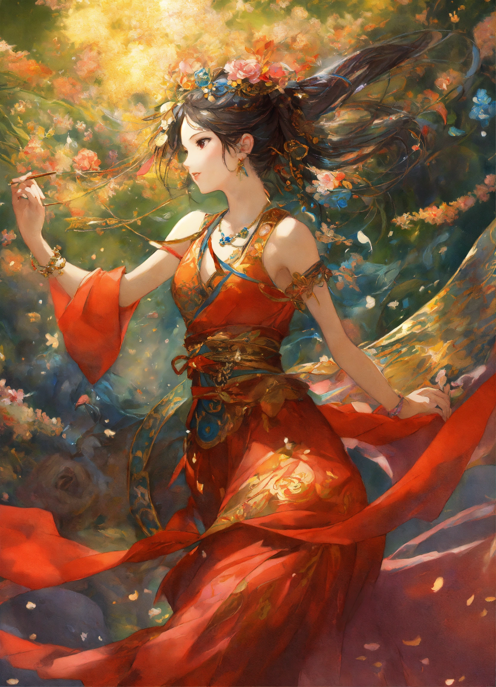 Lexica - A dancing girl, a detailed painting by Yoshitaka Amano ...