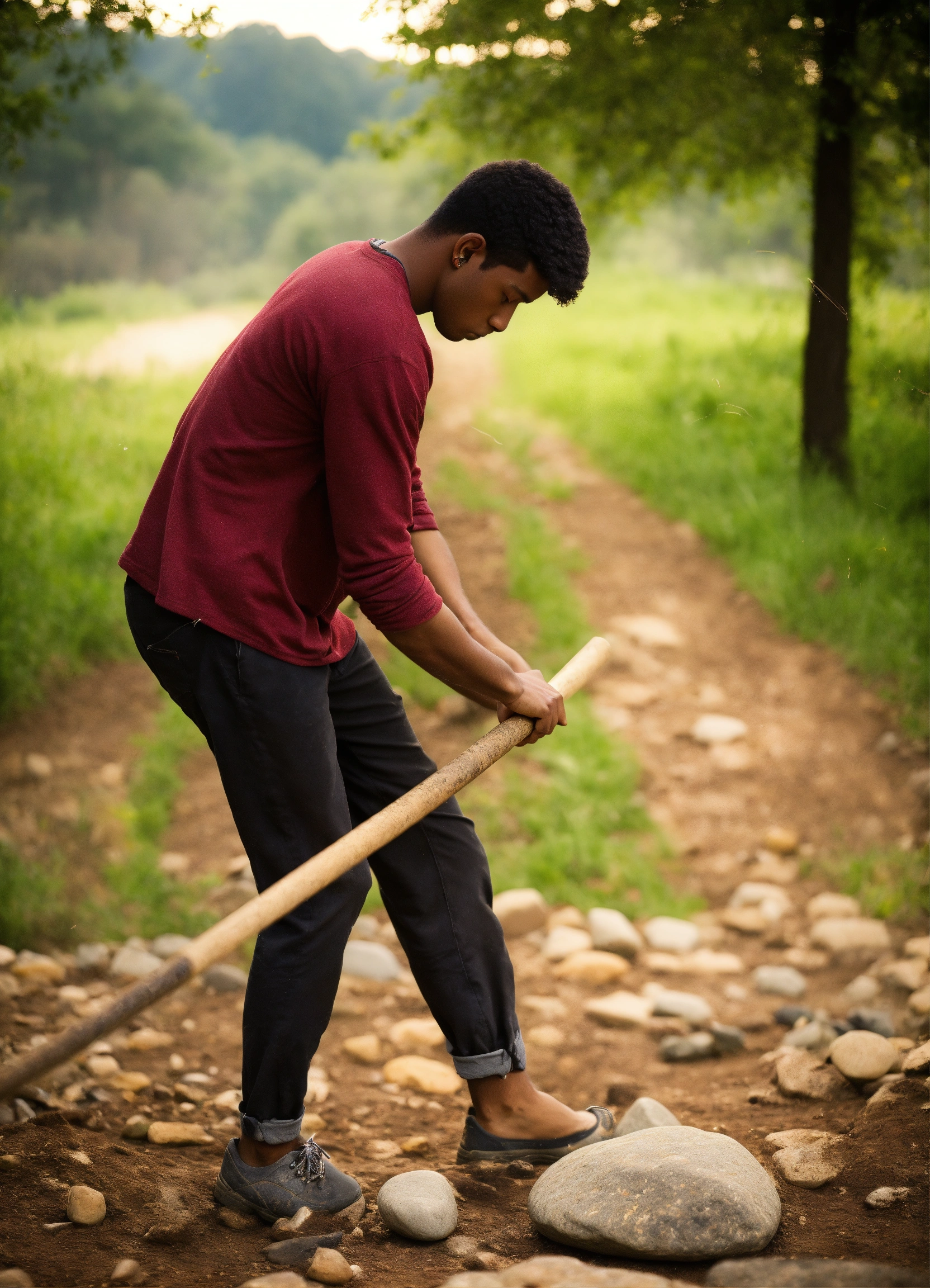 Lexica - Young man pulling stone