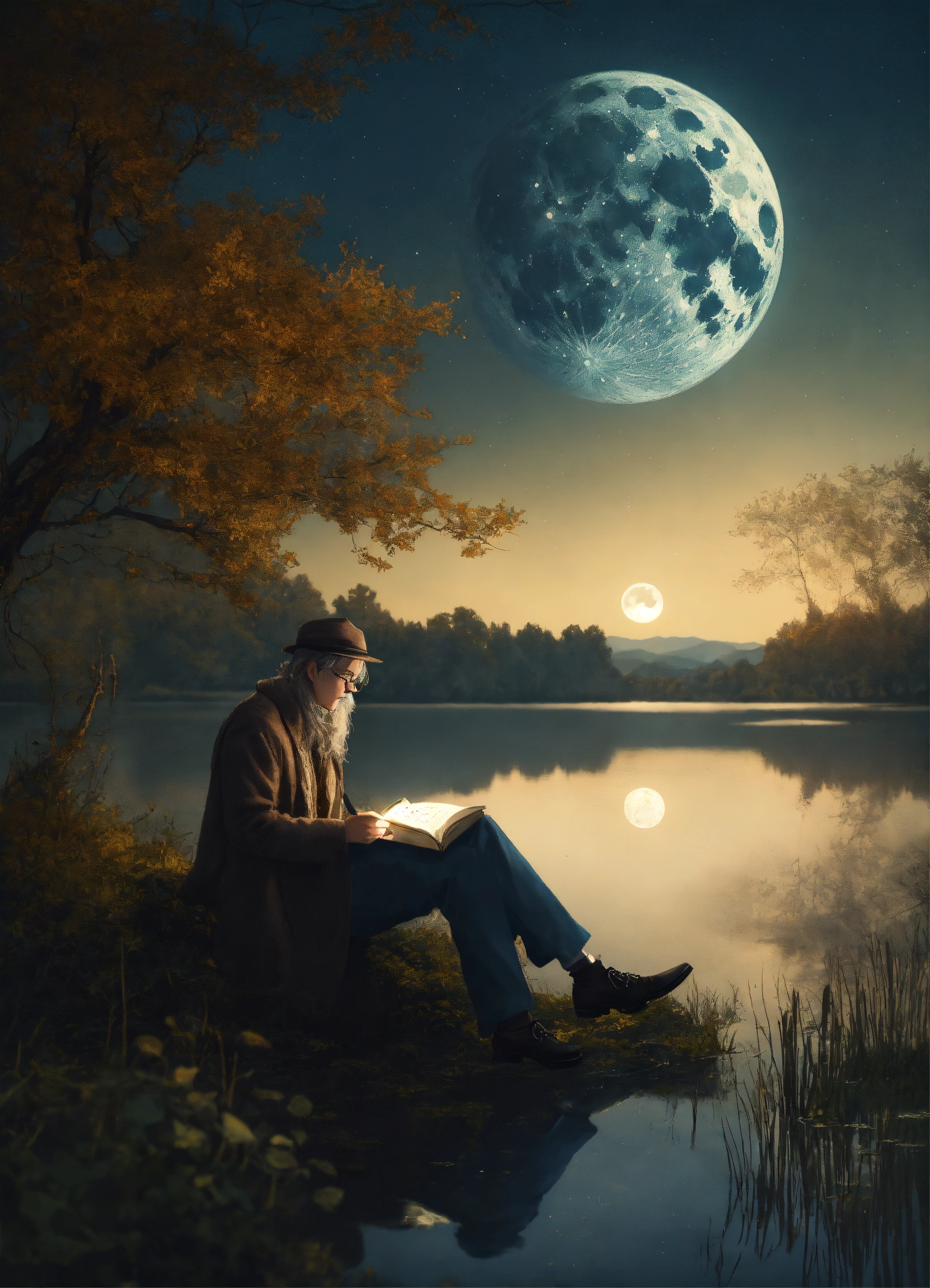 Lexica - A mysterious poet, with creative melancholy, wearing glasses ...