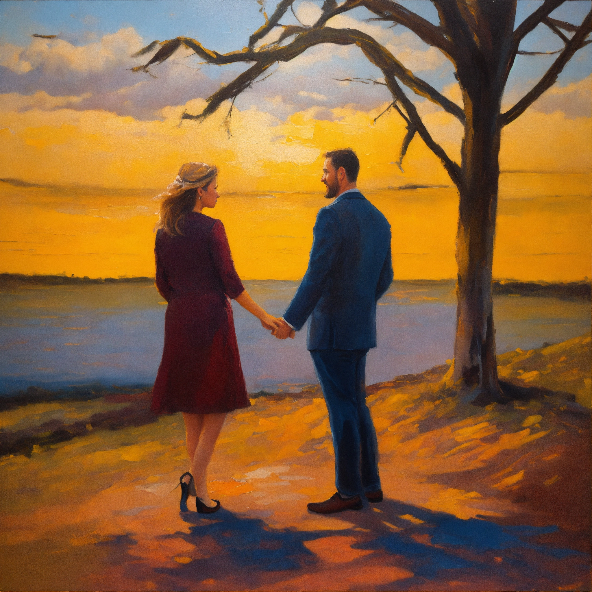 Lexica - Oil painting of divorced couple