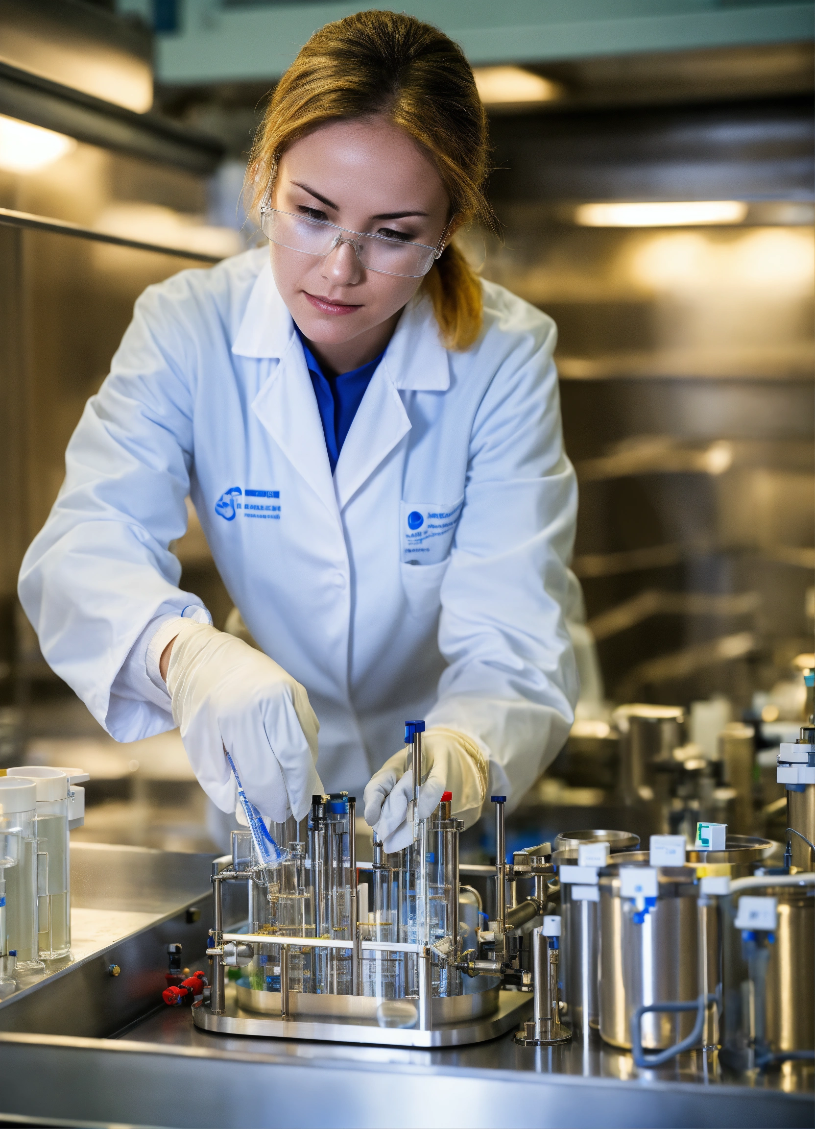 Lexica - Female scientist in a white labcoat working on a stainless ...