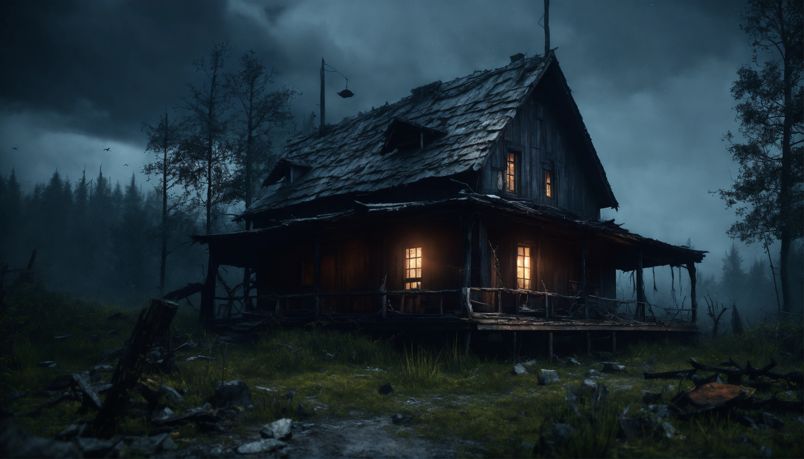 Lexica - NIGHT . DARK NIGHT. wooden house. digital image of a dark and ...