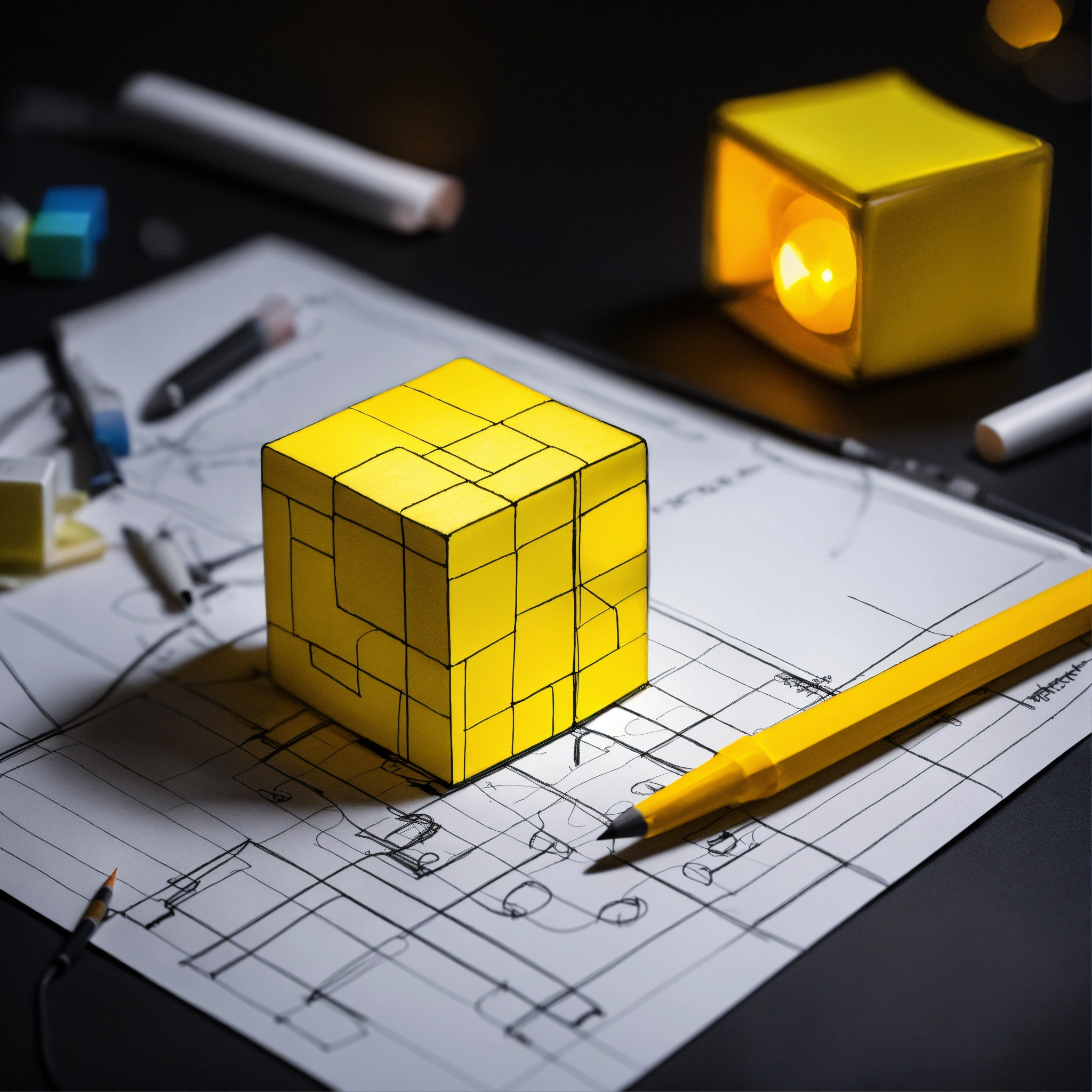 Lexica - Cube drawings, technology, paper, drawing supplies, cube in a ...