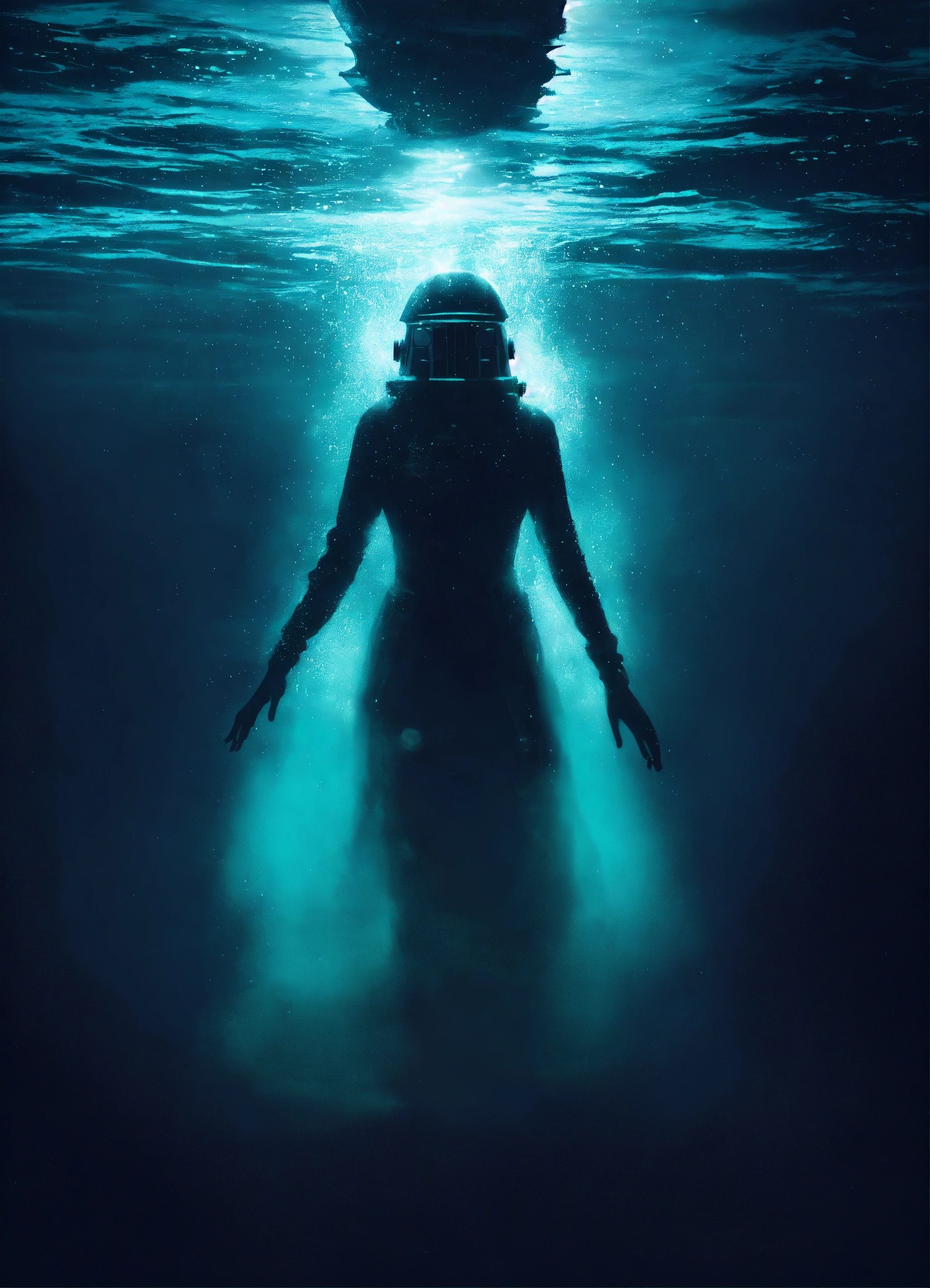 Lexica - The woman in white is drowning under water. dark. scary ...