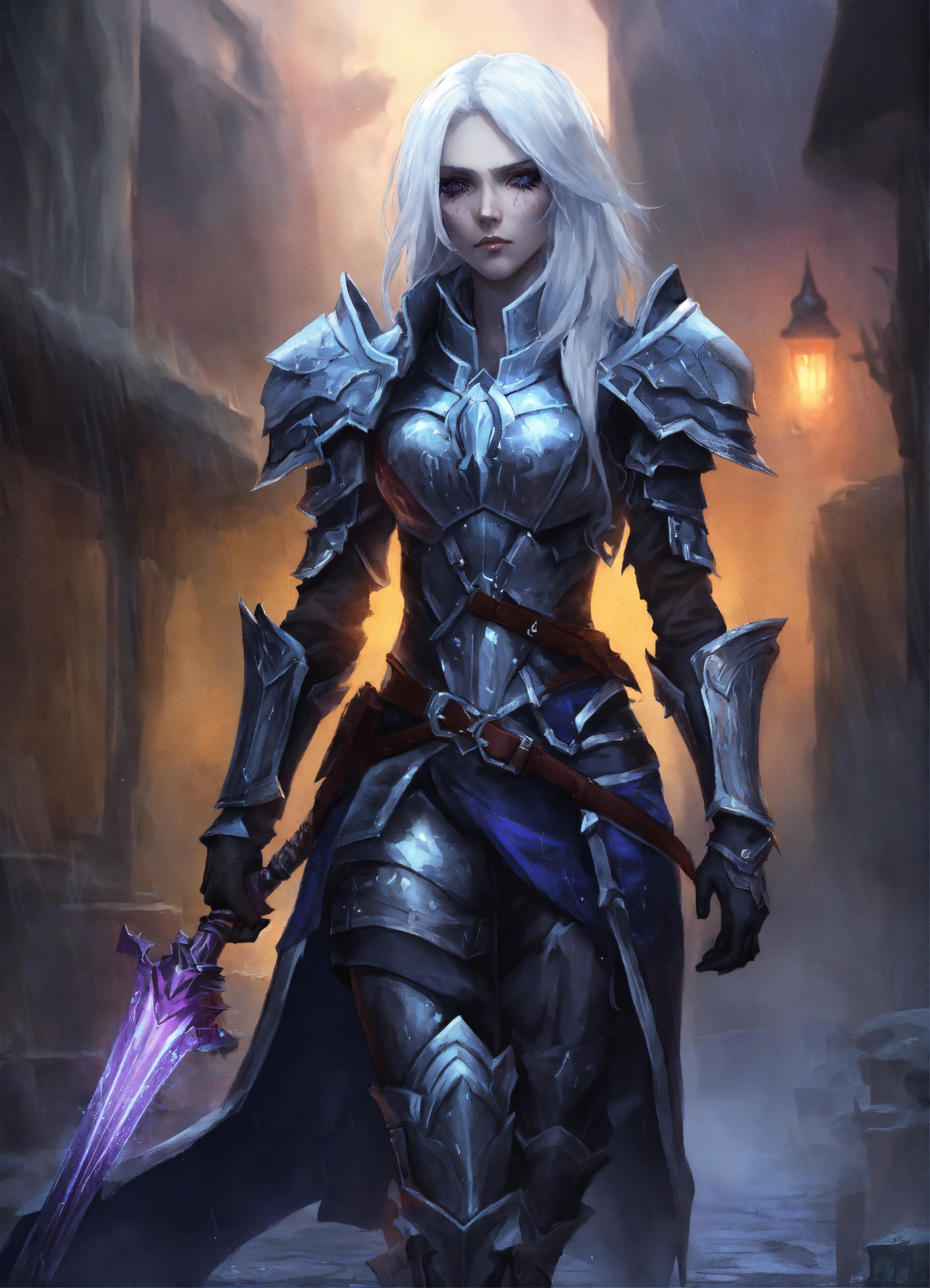 Lexica - Human female undead death knight, shining armor, melancholic ...