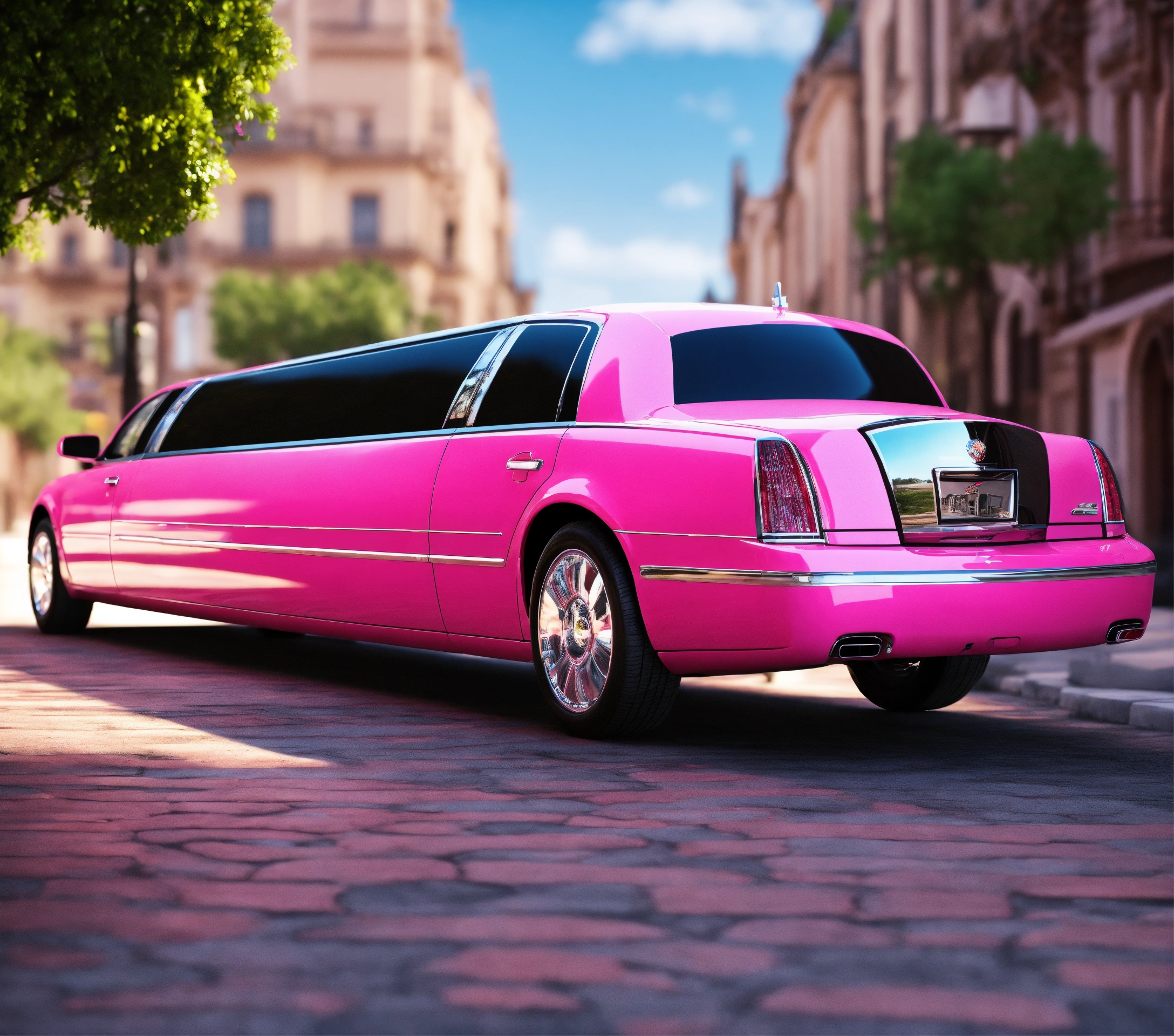 Lexica - Long pink limo, car rental, 3D, photo-realistic, 4K, high ...