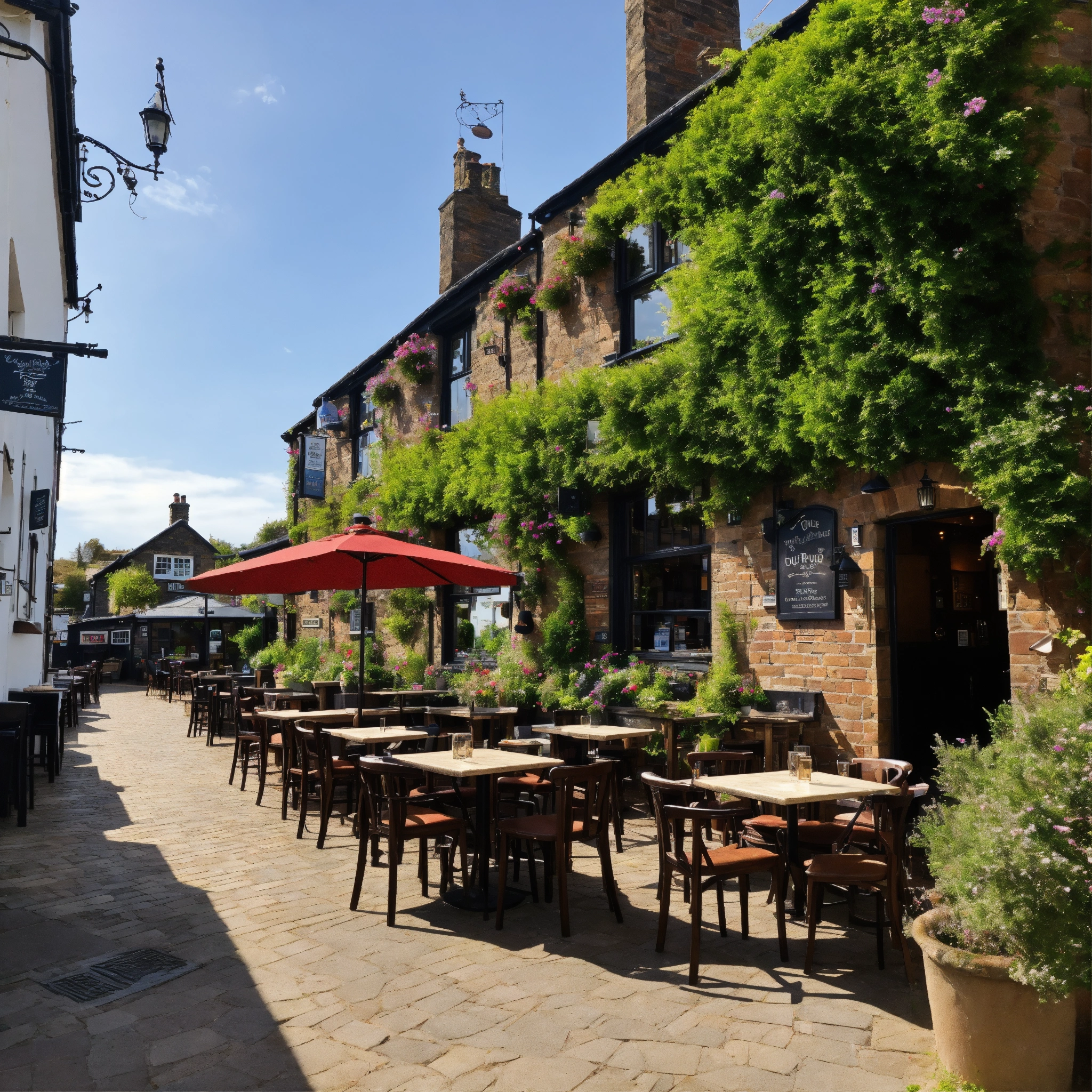 Lexica - A photo of a dog friendly pub. The pub is decorated with a ...