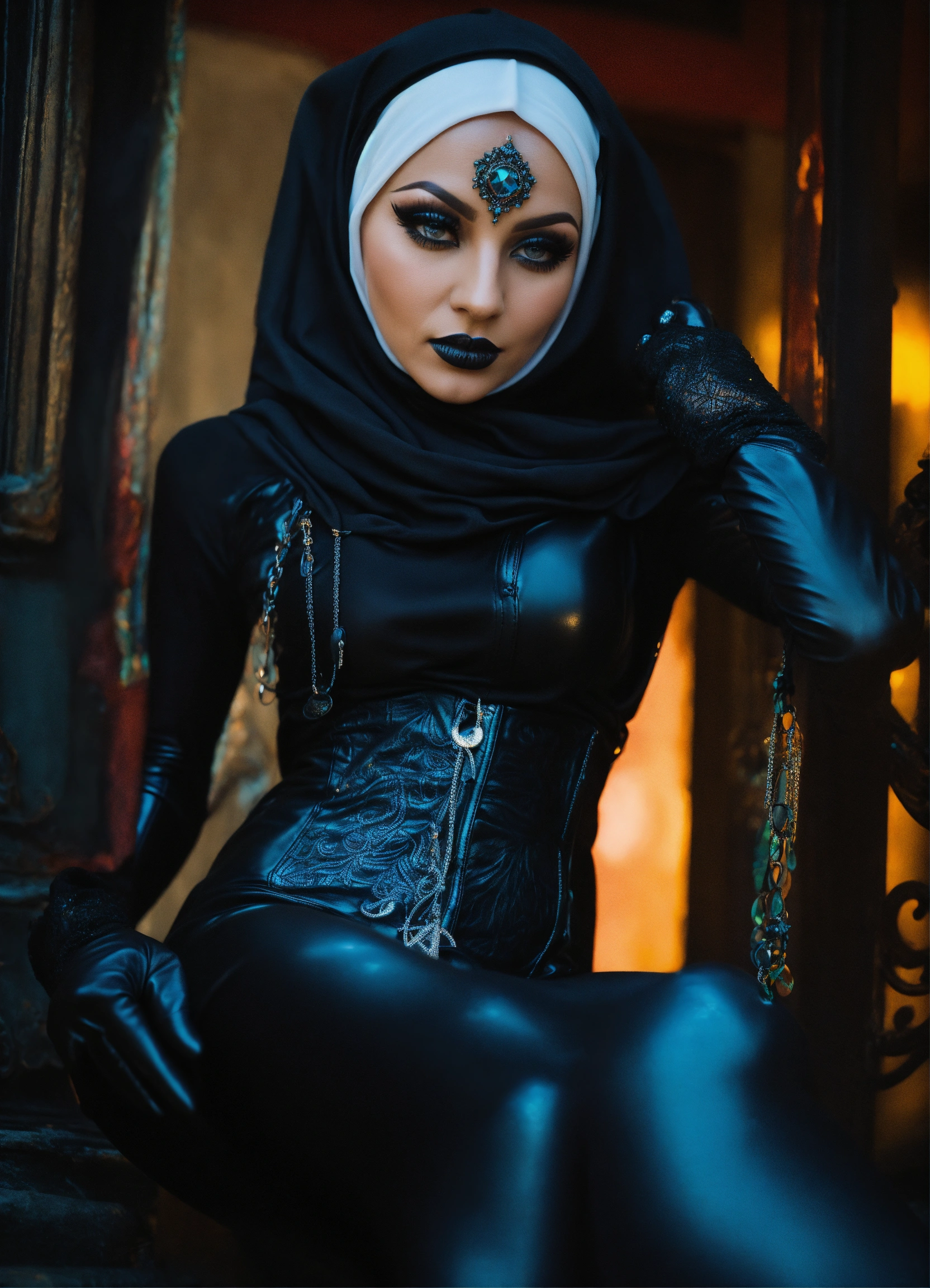 Lexica - Evil occult satanic goth hypnotic Arabian Sorceress with doom gaze veiled eyes ...