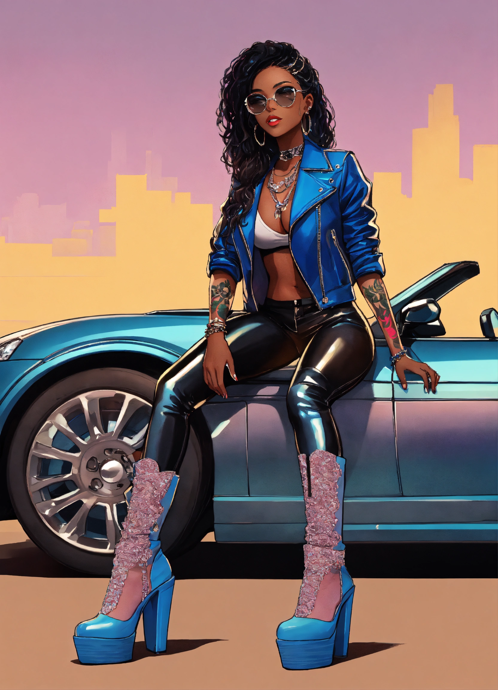 Lexica - Animated illustration of a melanin-rich beautiful girl with ...
