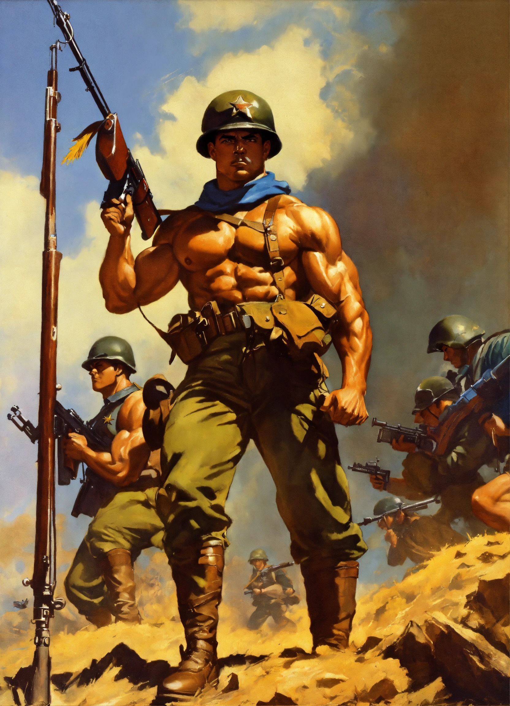 Lexica - Frank frazetta character, Army Infantry soldier, musclebound ...