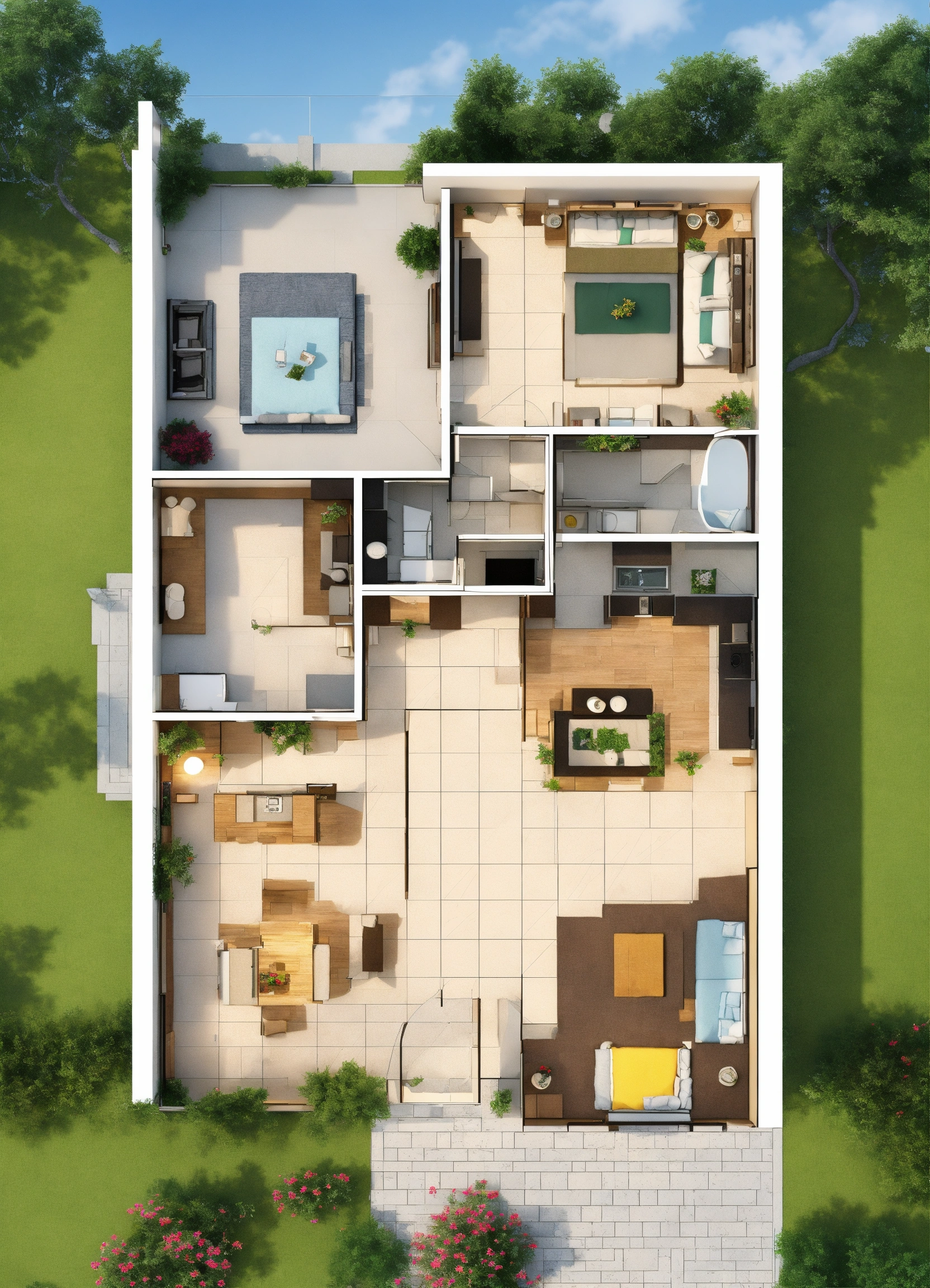 Lexica - A house of 135 square meters, 3 rooms and a living room, the ...