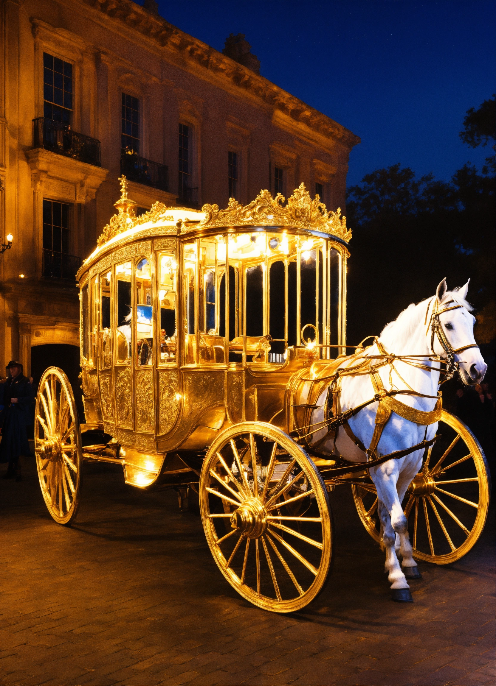 Lexica - Cinderella's golden stagecoach drawn by white horses