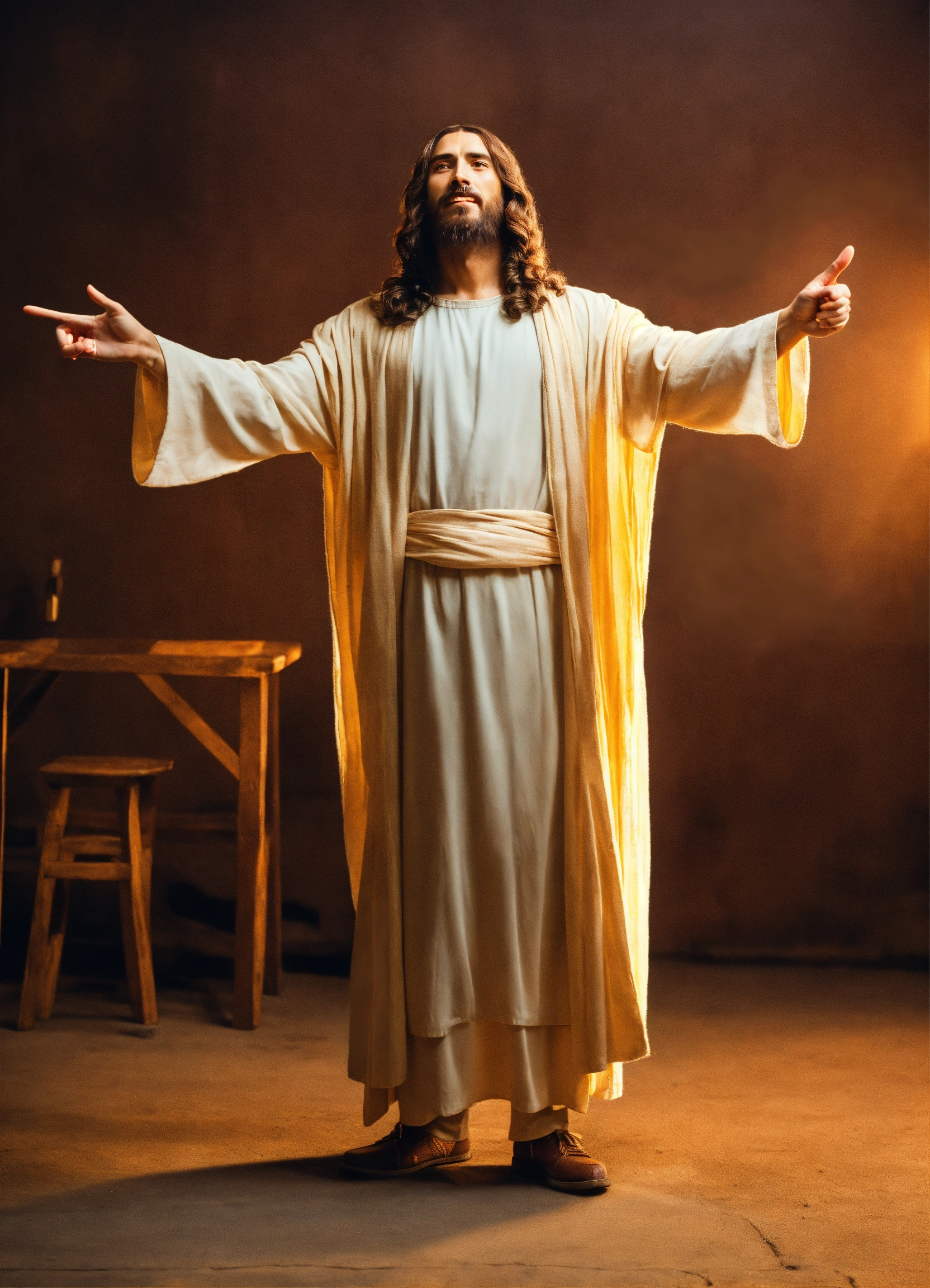 Lexica - Jesus christ in a cool pose, looking funny, pointing at ...