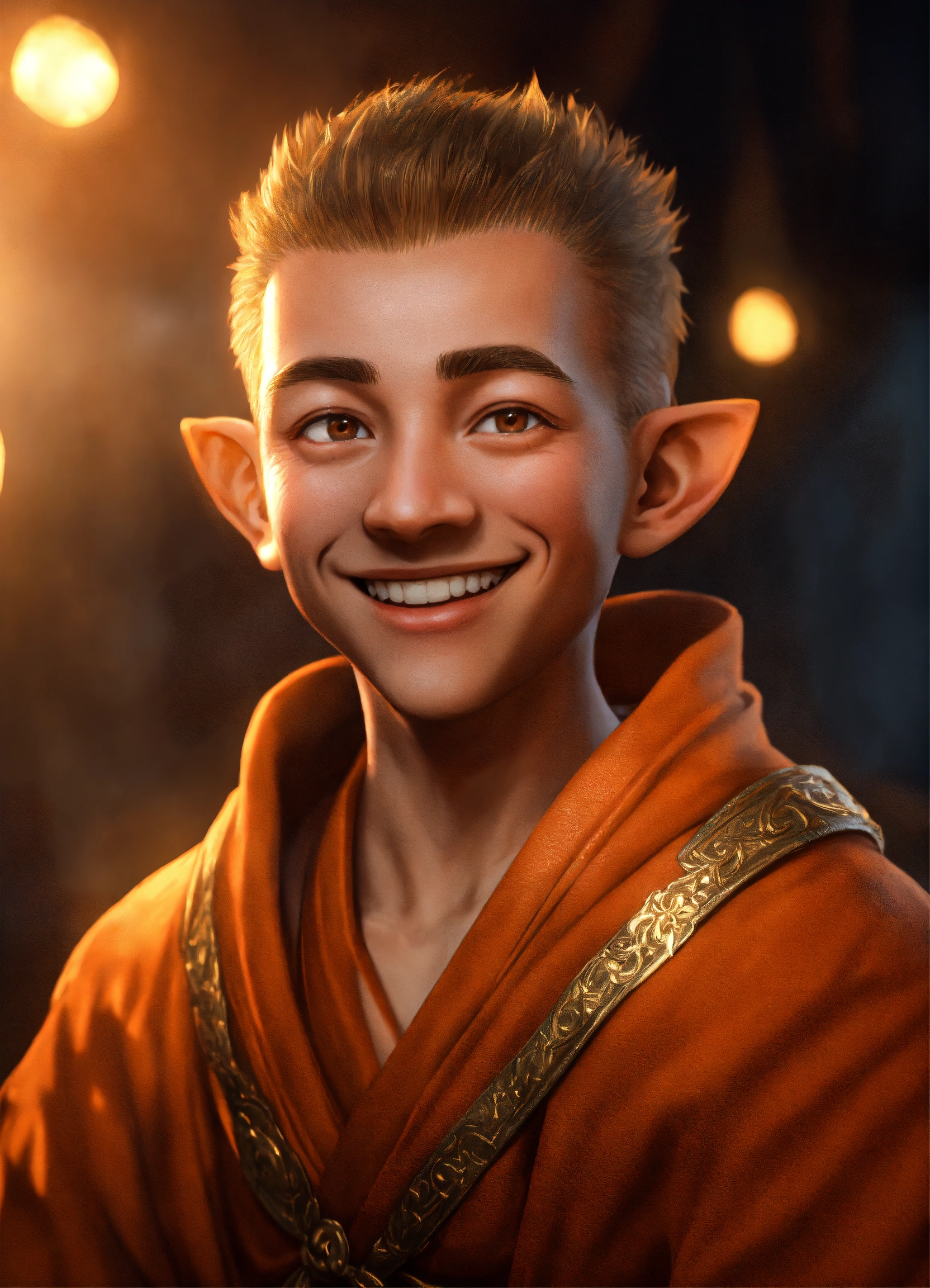 Lexica - Detailed skinny small male halfling grinning with mischievous ...