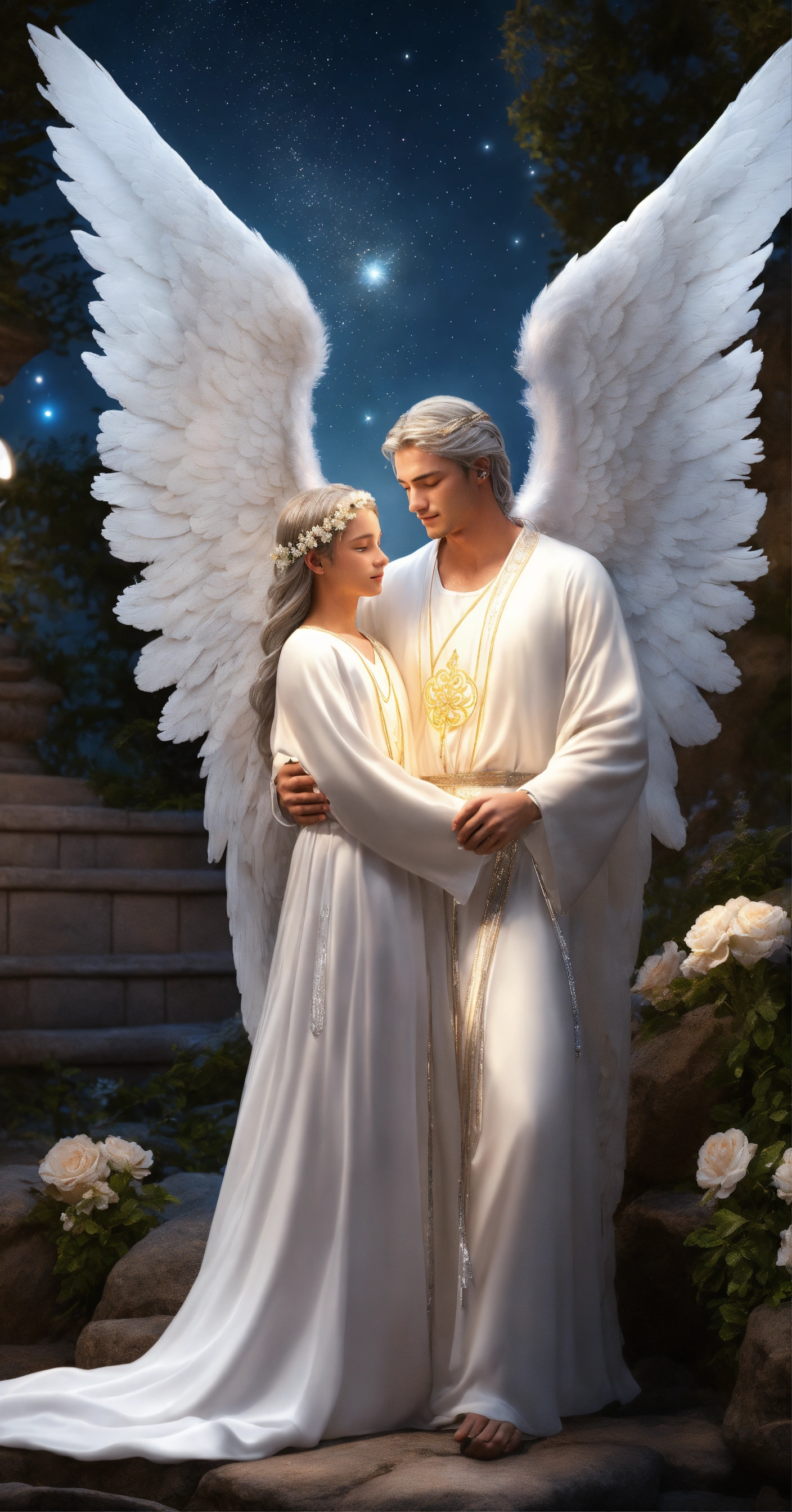 Lexica - 2 male guardian angels with detailed and luminous white angel ...