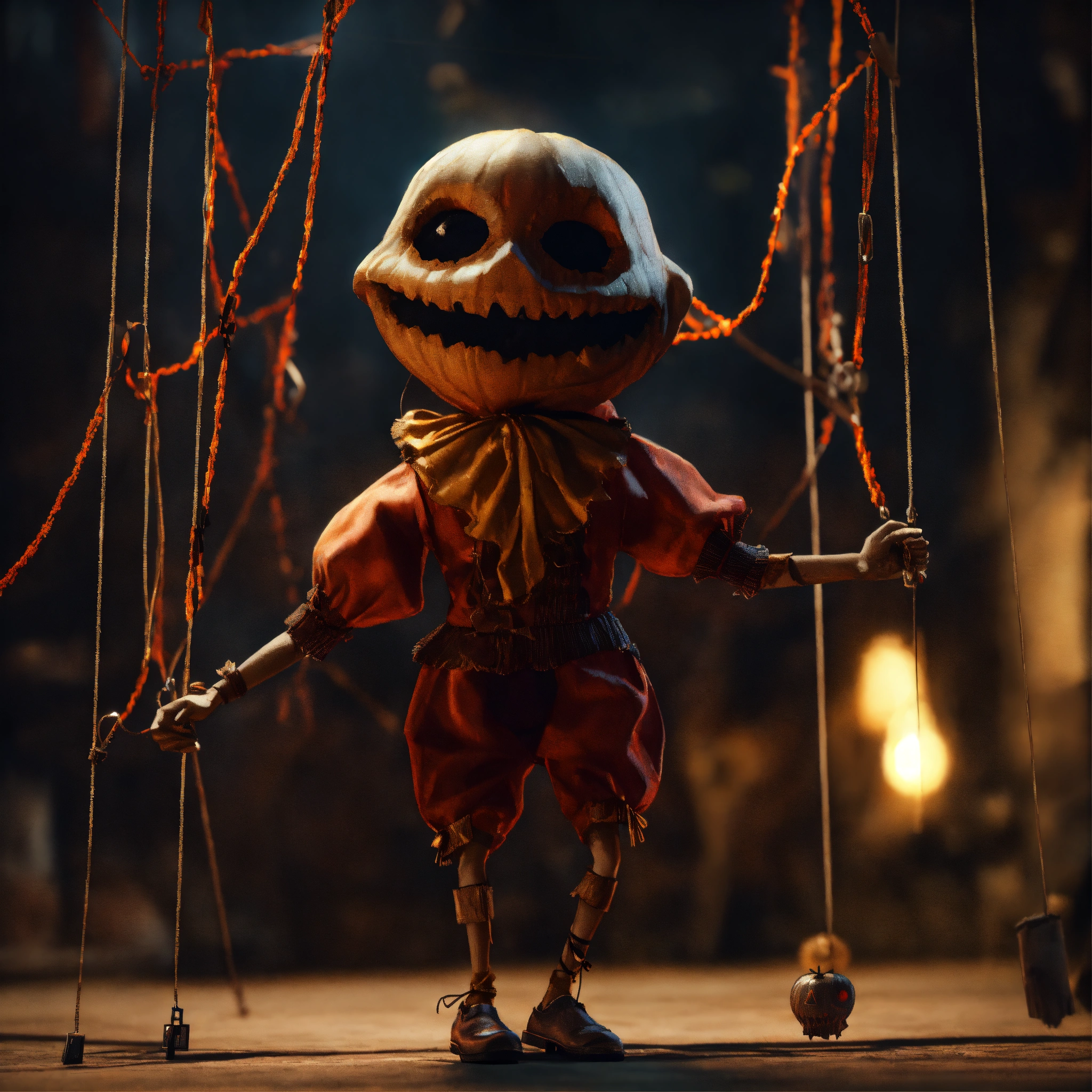 Lexica - Scary puppet on a string, halloween, unreal engine render, 8k