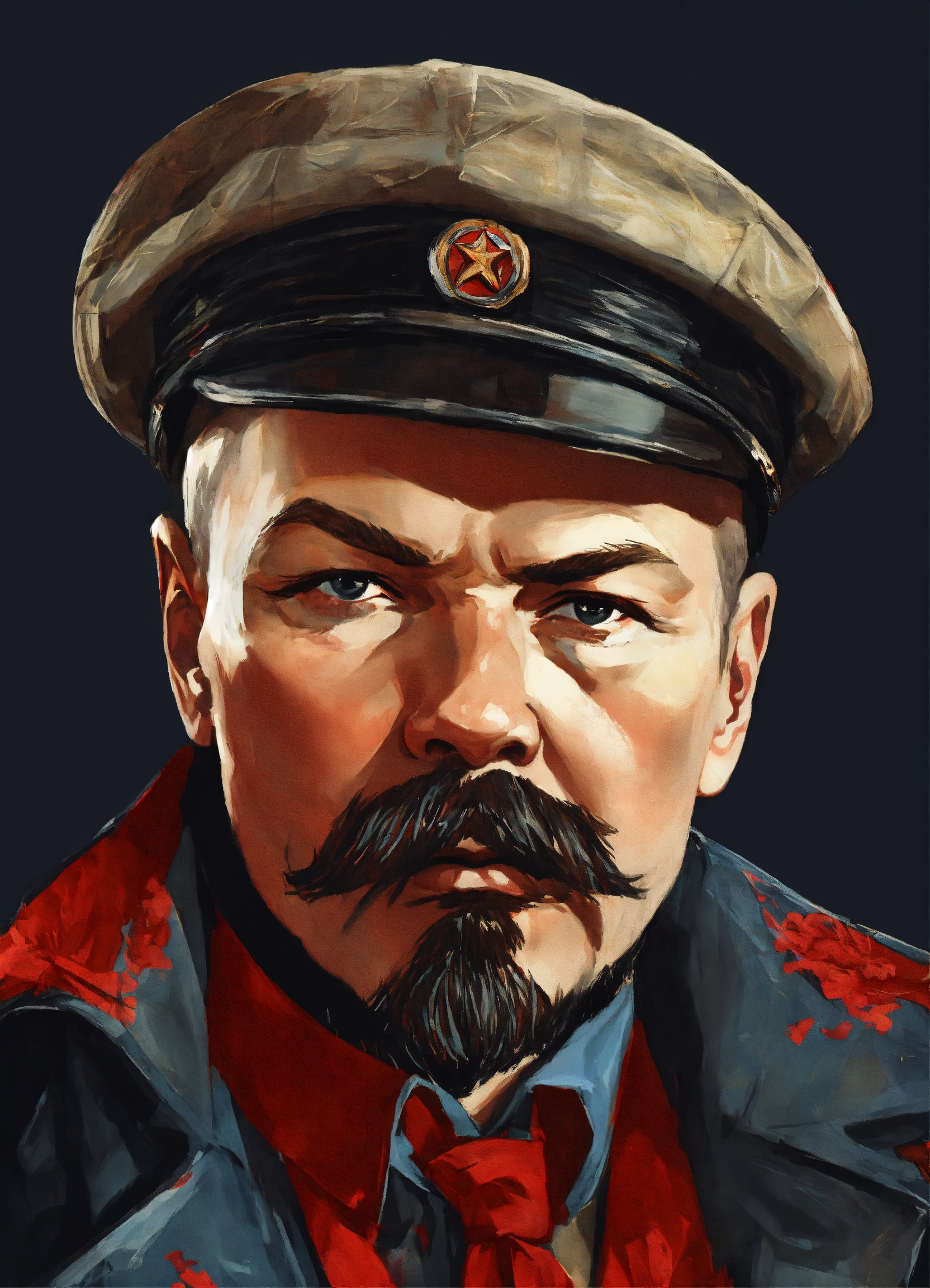 Lexica - Illustration Vladimir Lenin dressed as a rocker with black hair