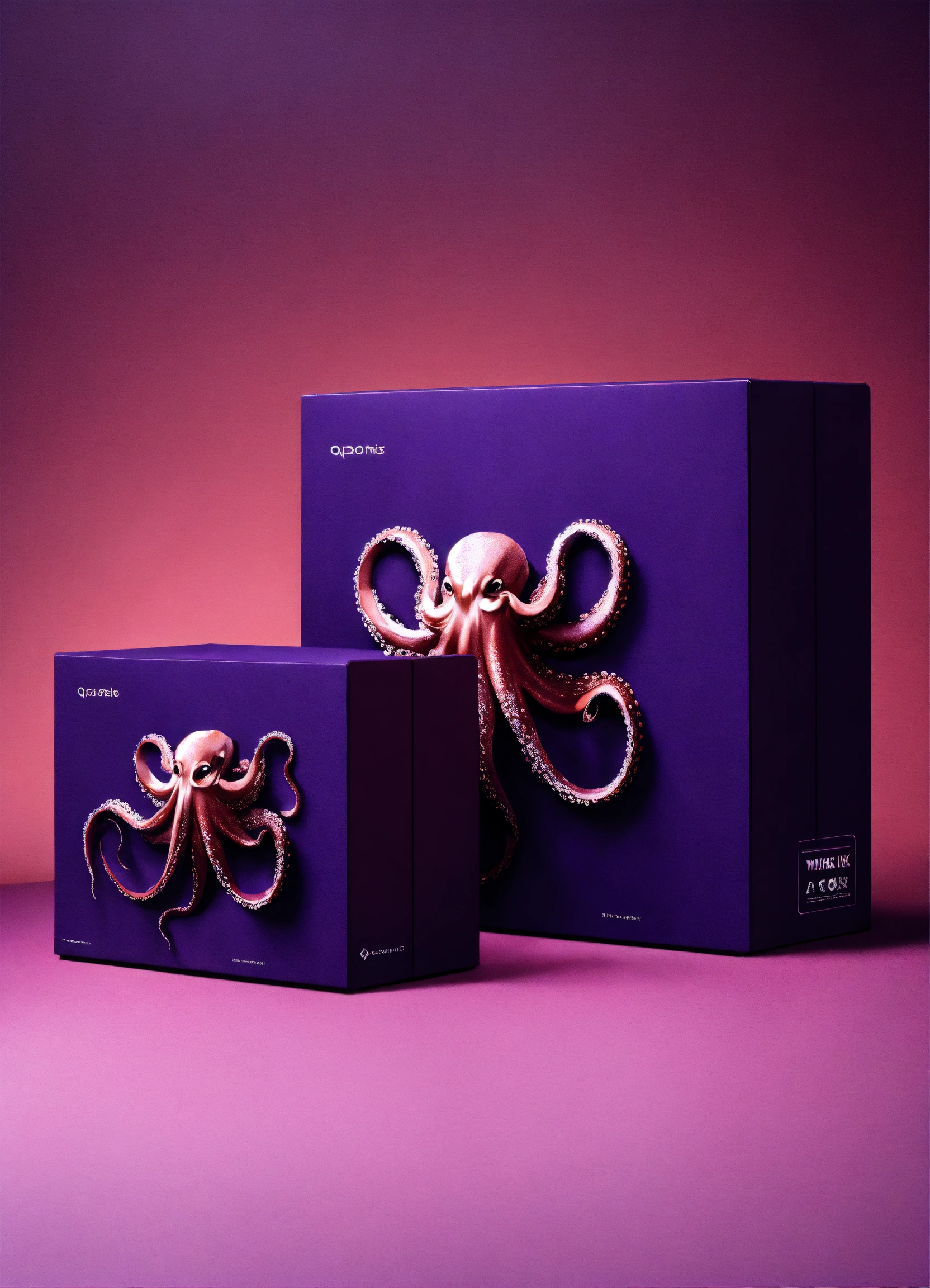 Lexica - Dark purple boxes mockup of an octopus, 8k